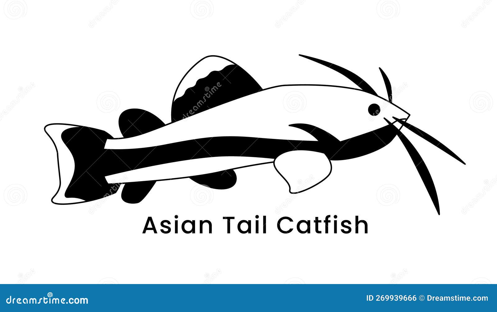 Asian tail Fish silhouette stock vector. Illustration of cartoon ...