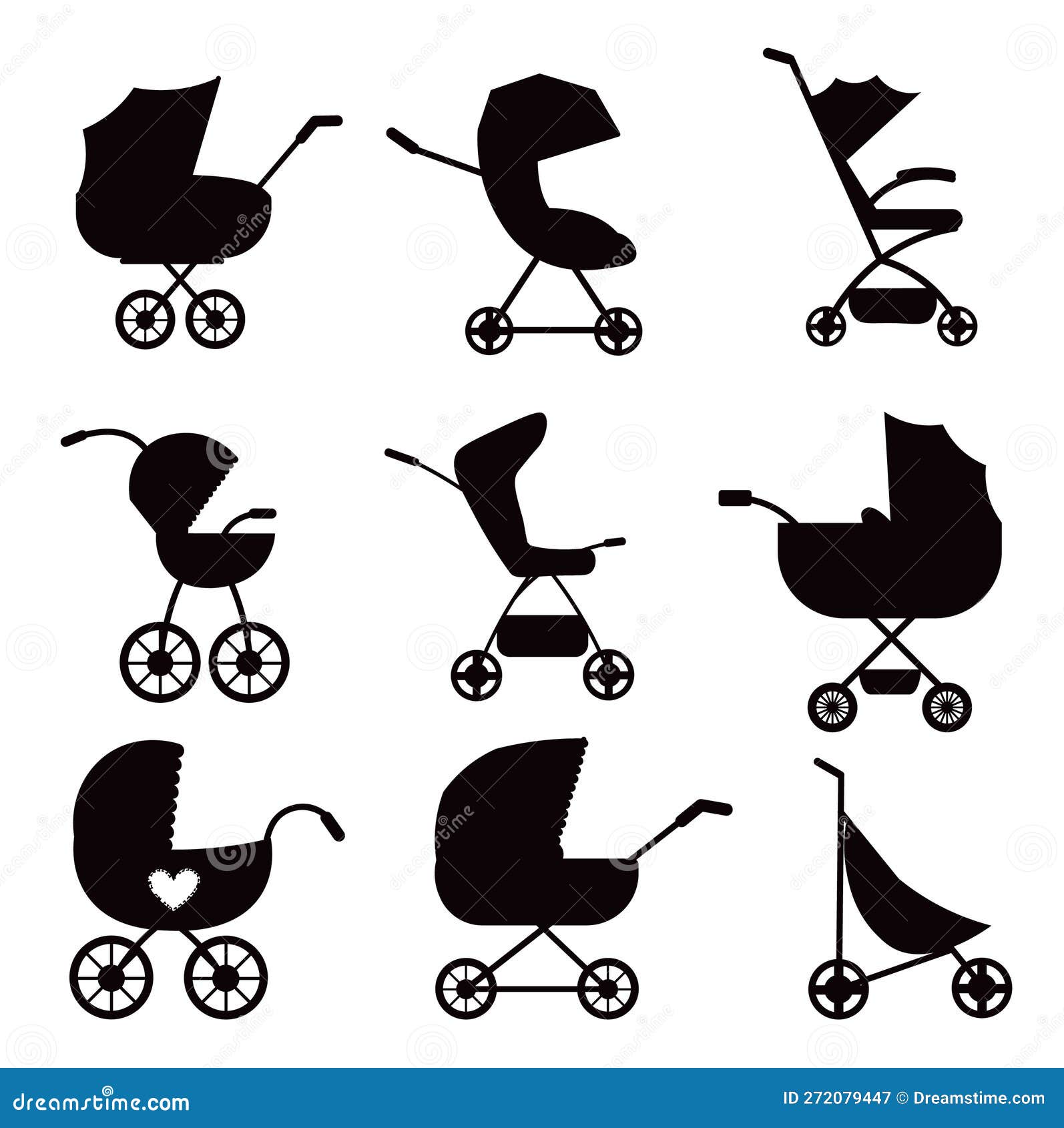 Baby Stroller silhouette stock vector. Illustration of icon - 272079447