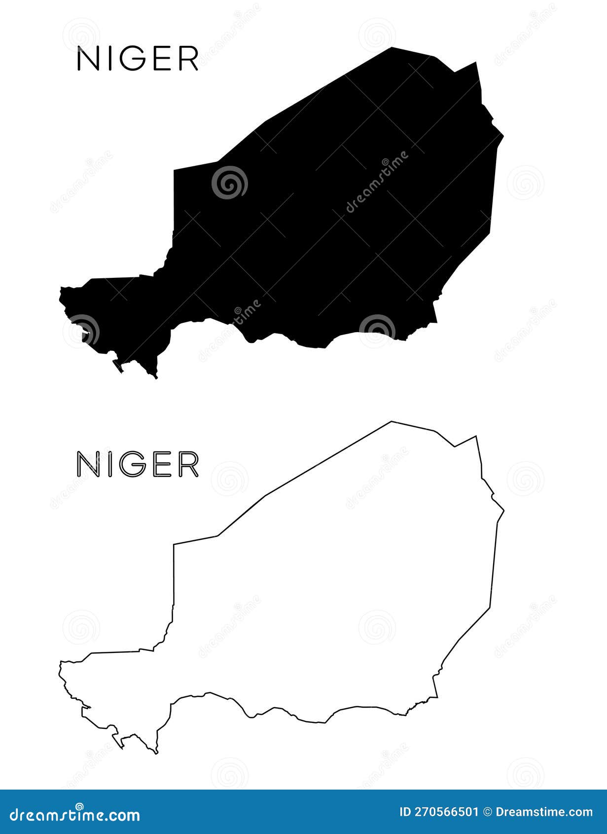 Niger map silhouette stock vector. Illustration of border - 270566501