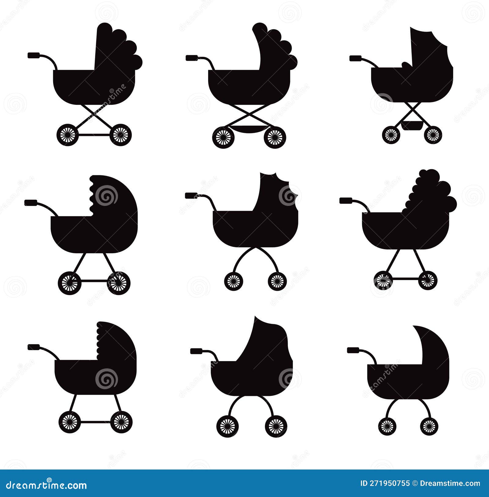Pram stroller Silhouette stock illustration. Illustration of stroller ...