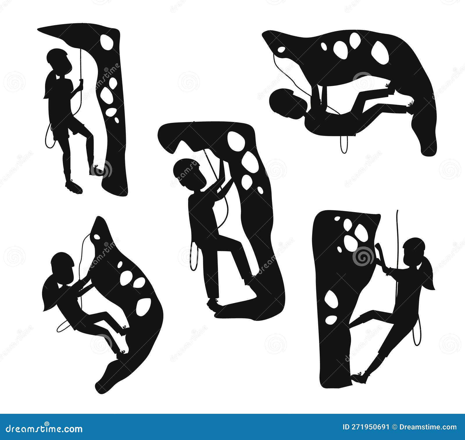 Silhouettes of Climbers on a White Background Stock Vector ...