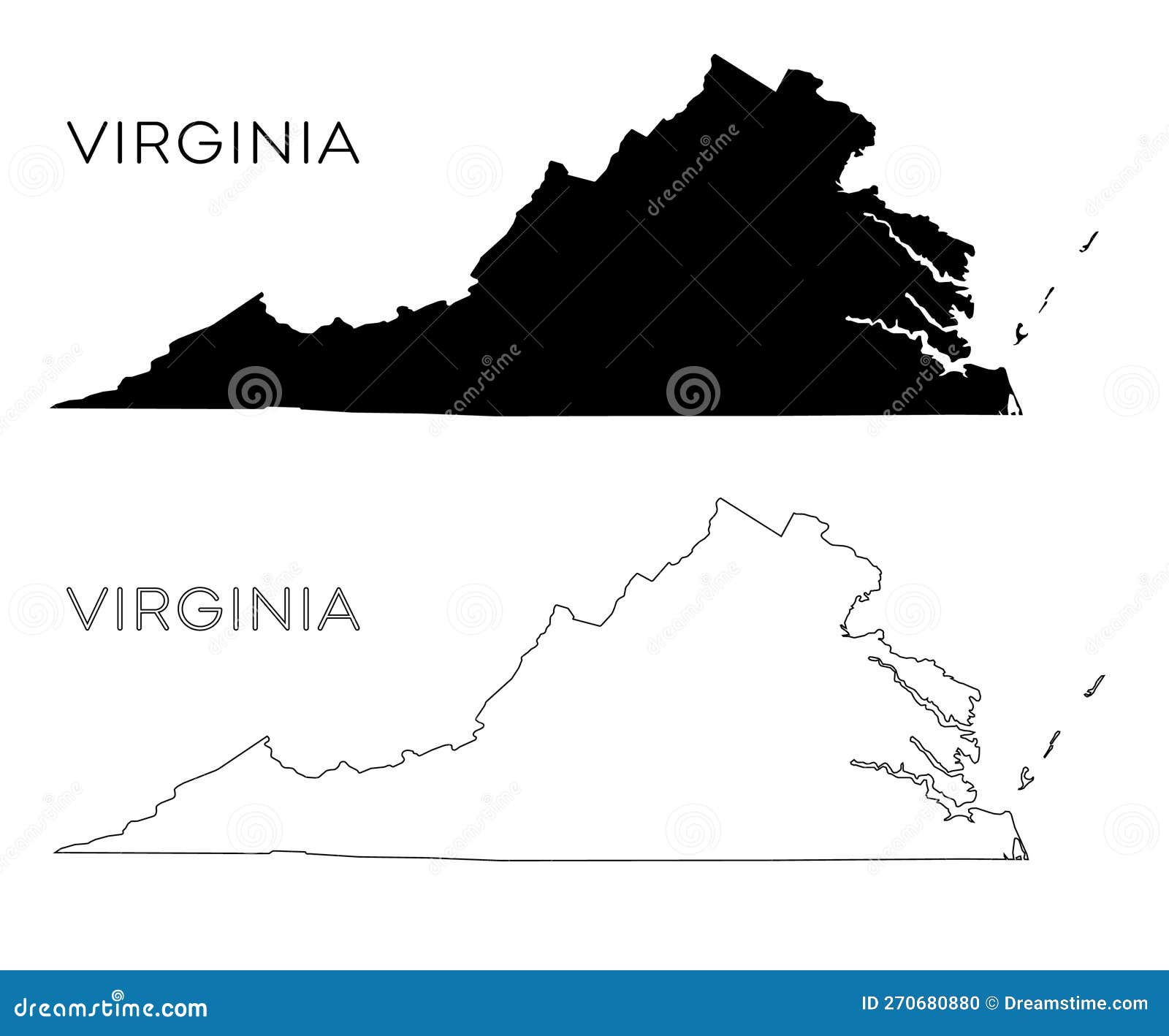 Virginia map silhouette stock vector. Illustration of fitness - 270680880