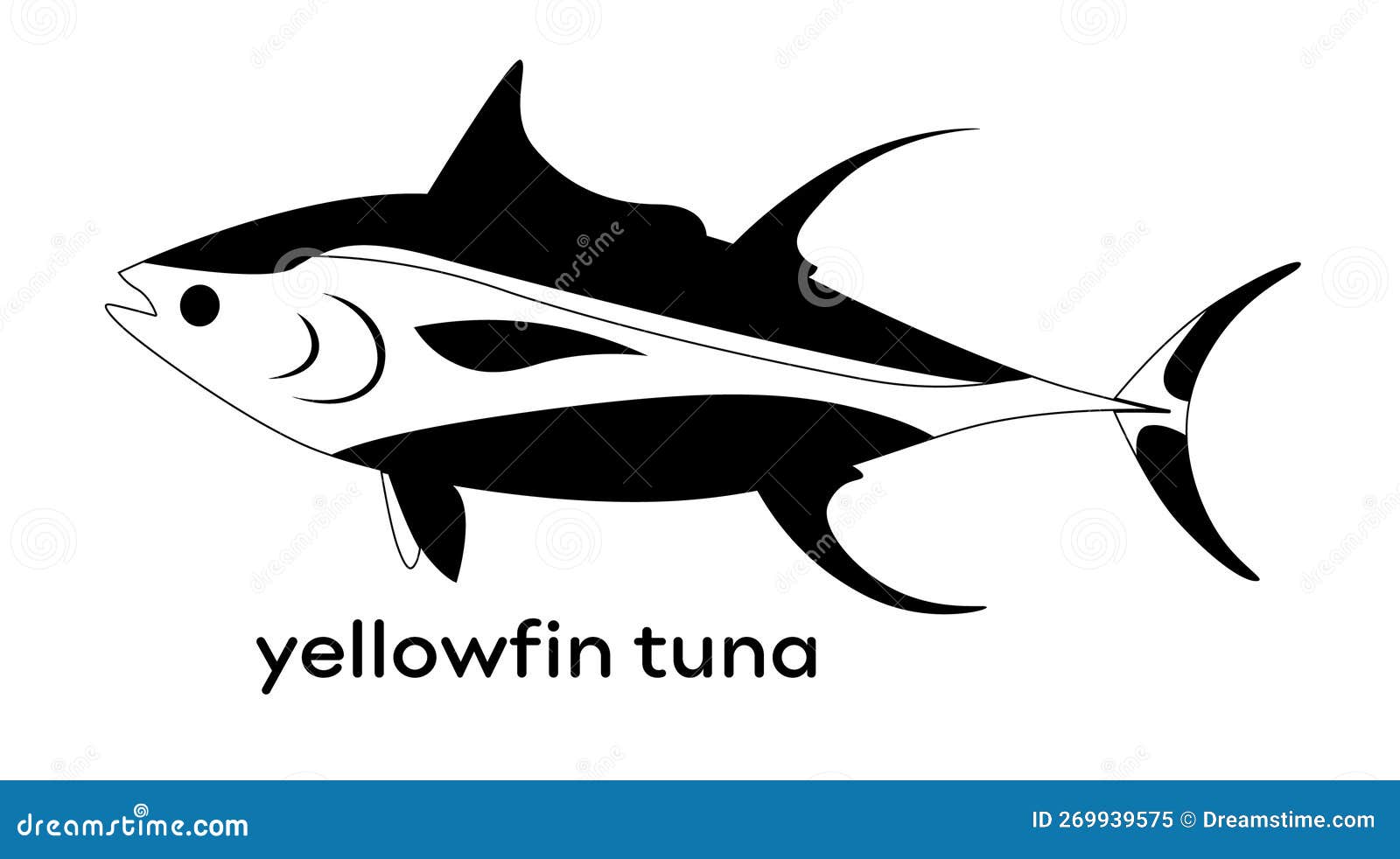 Yellowfin Tuna Fish Silhouette Stock Vector - Illustration of seafood ...