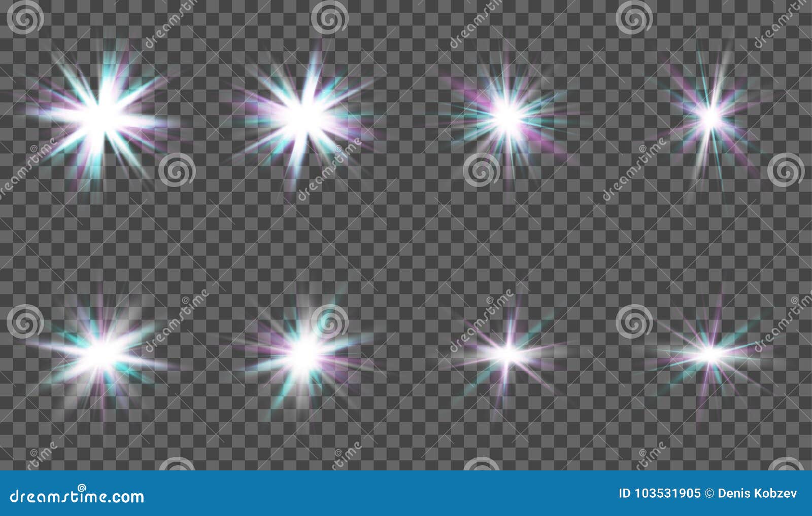 A Set of Light Effects for Design. Each Element in a Separate Layer ...