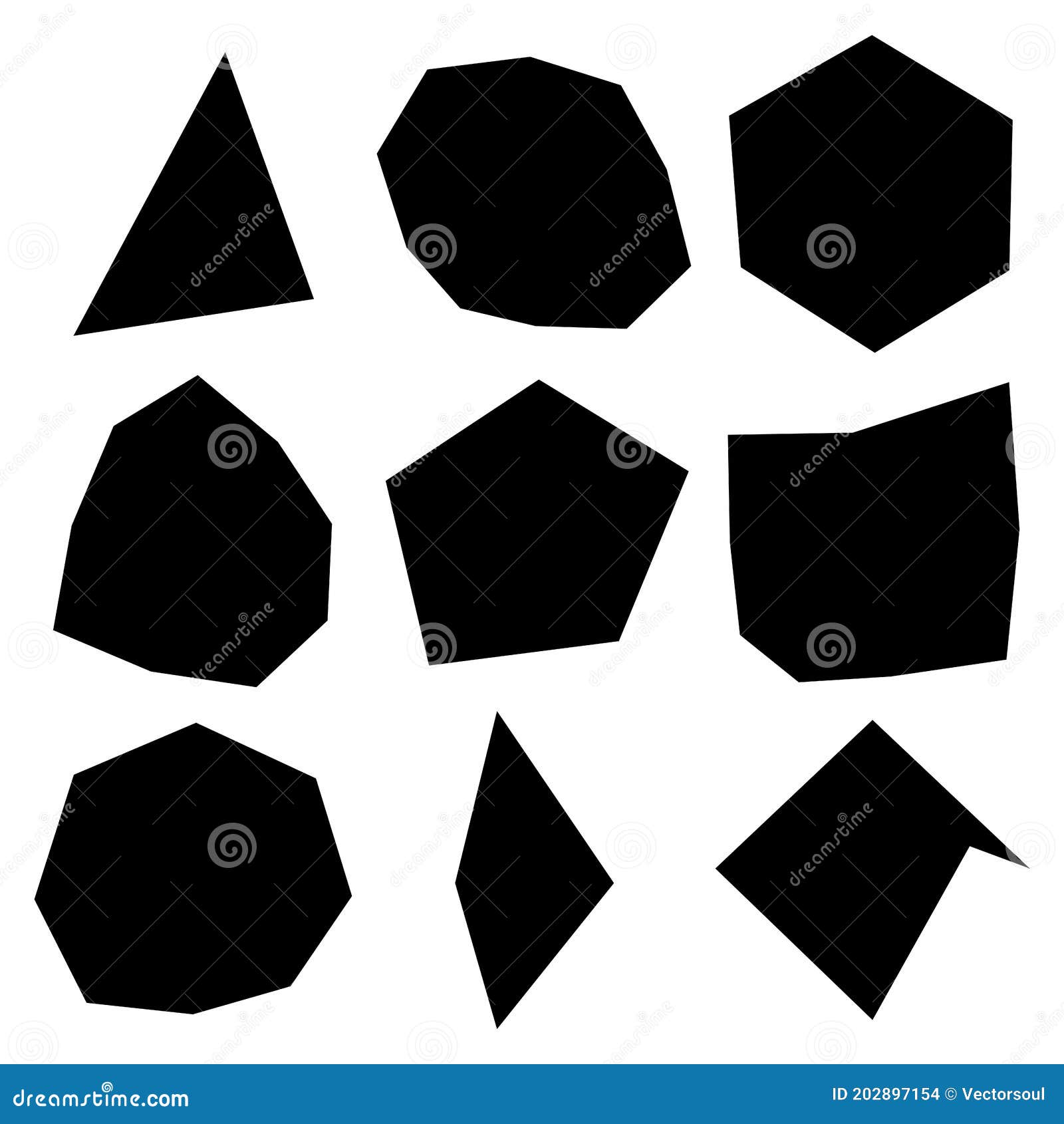 Edgy, Geometric Stone, Pebble Shapes.Simple, Basic Angular, Angled ...