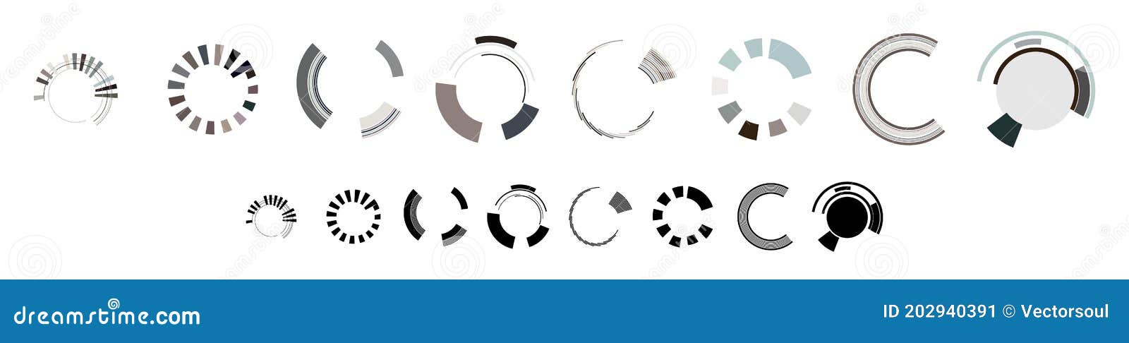 Geometric Circles, GUI, UI, HUD Segmented Circles Stock Vector ...