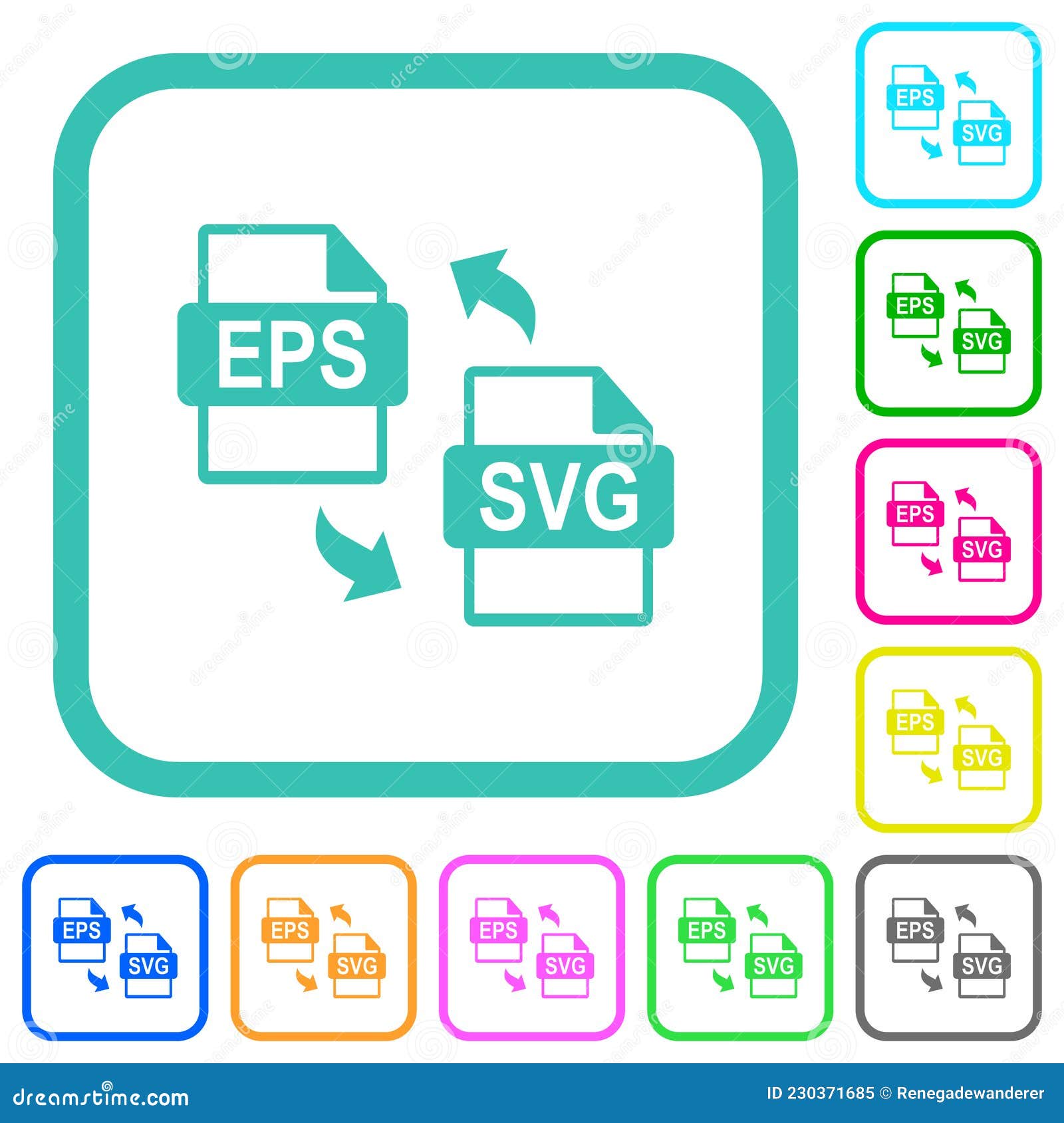 EPS SVG File Compression Vivid Colored Flat Icons Stock Vector ...
