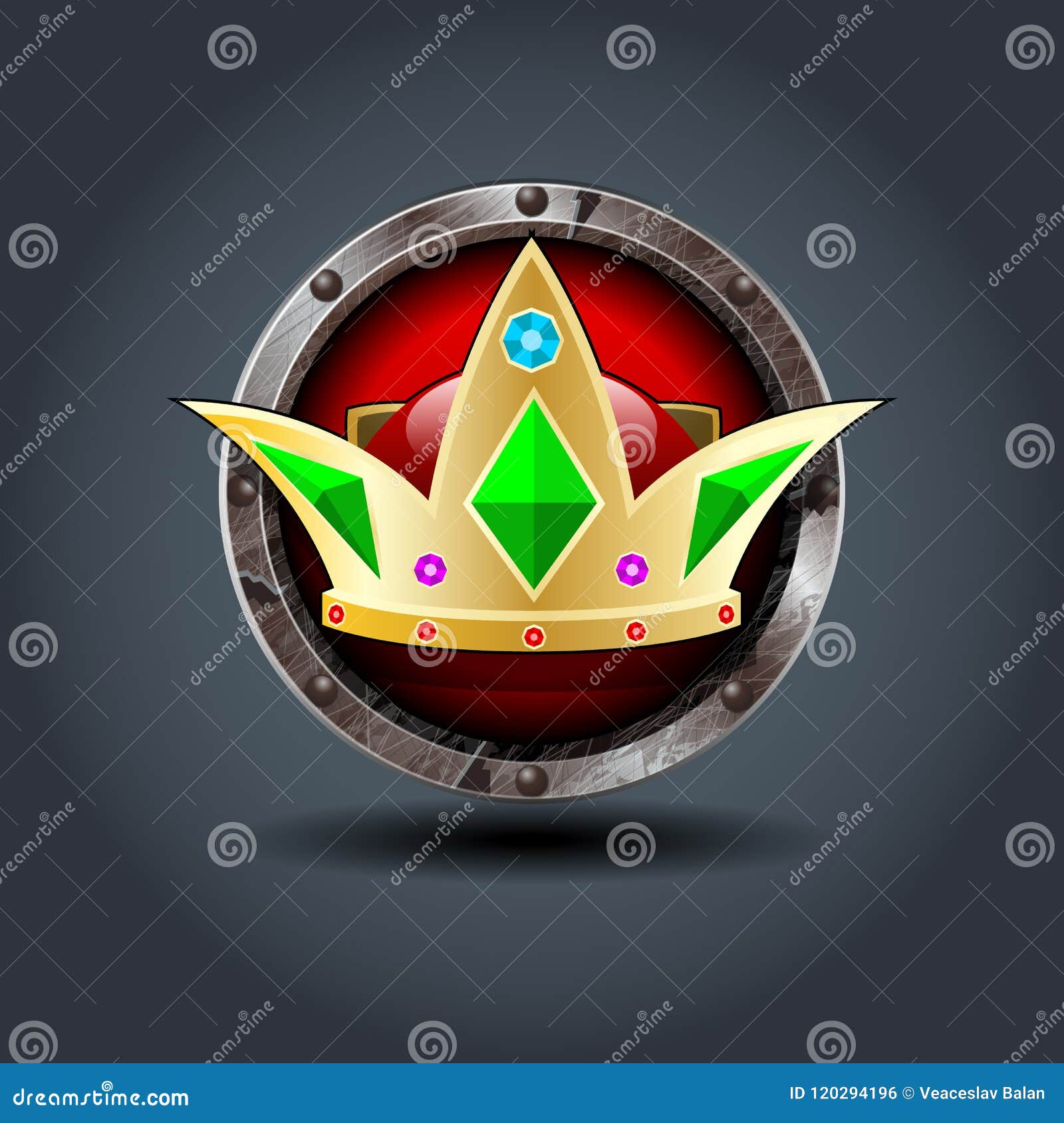 Gold Crown, Rusty Iron Rounded Badge Icon. for Ui Game. Stock Vector ...