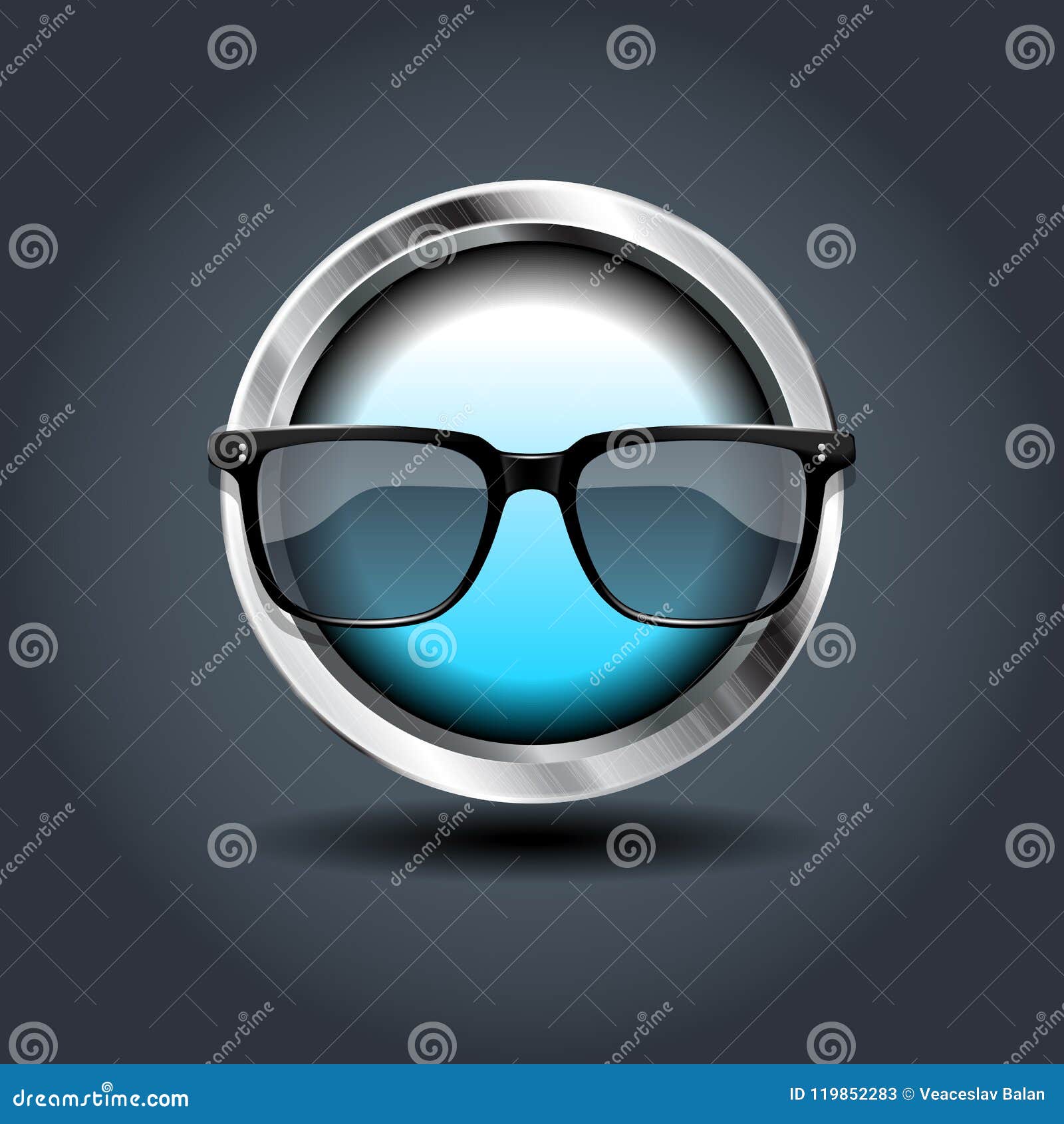Sun Glasses, Steely Rounded Badge Icon. for Ui Game. Stock Vector ...