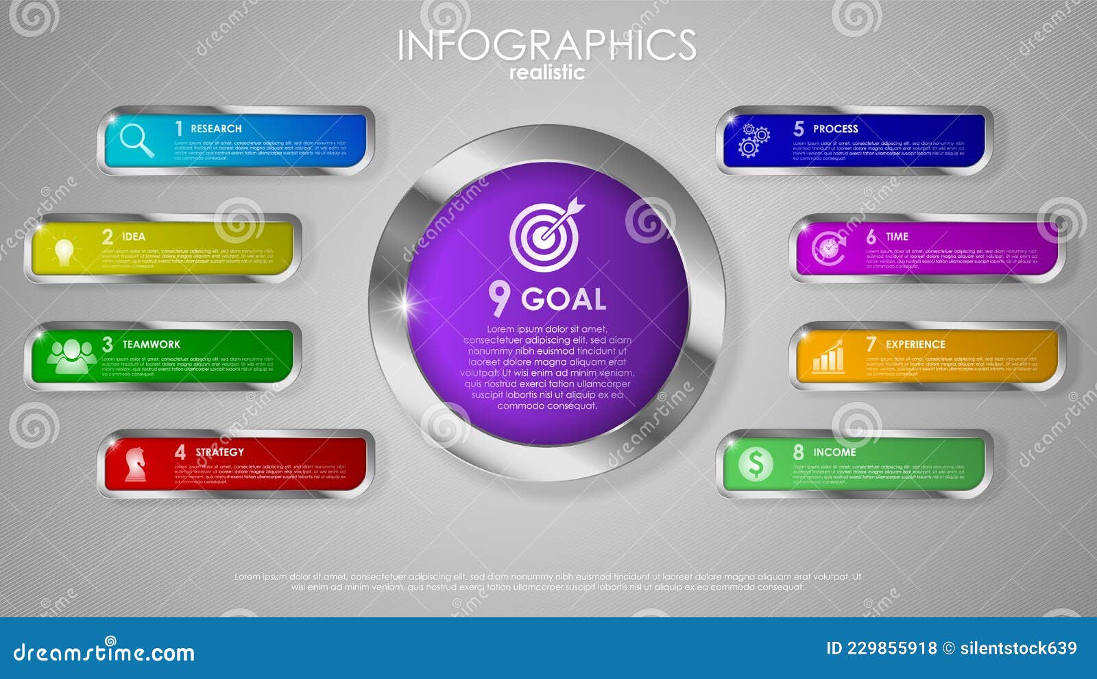 EPS10 Vector Illustration. Business Infographic Process with Realistic ...