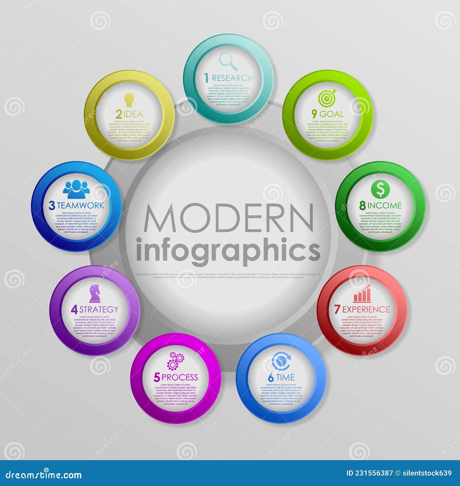 EPS10 Vector Illustration. Business Infographic Process with Realistic ...