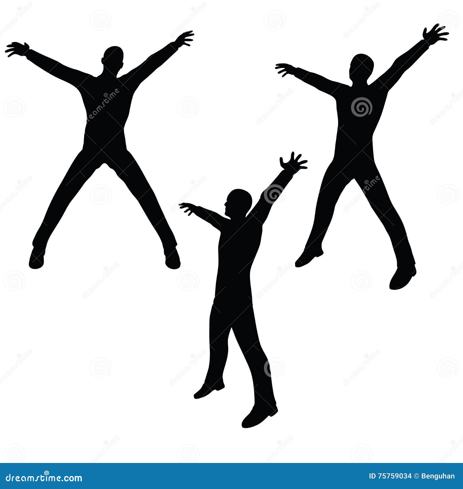 EPS 10 Vector Illustration of Business Man Silhouette in Excited Pose ...