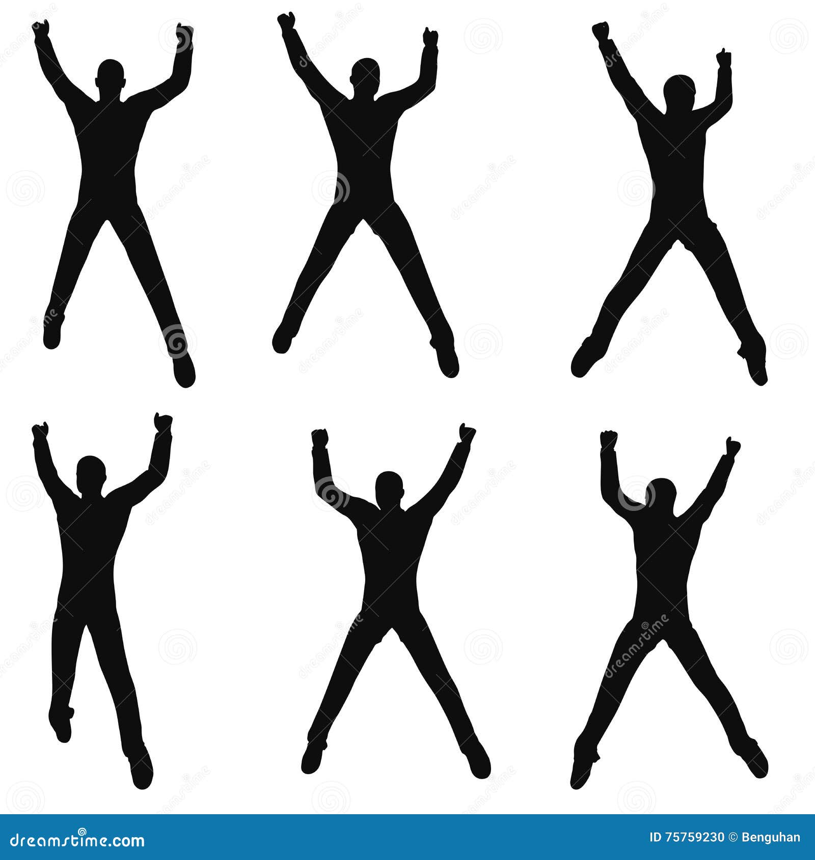 EPS 10 Vector Illustration Of Business Man Silhouette In Excited Pose ...