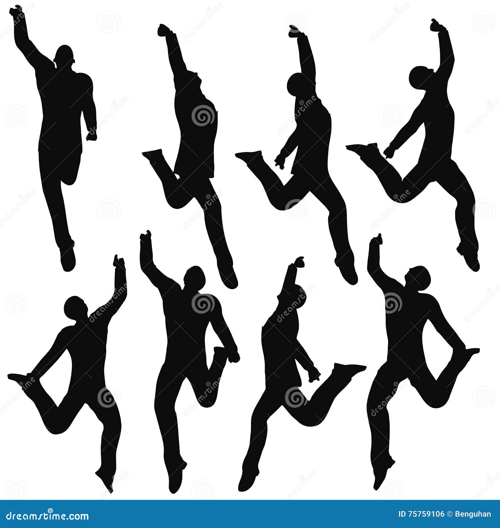 EPS 10 Vector Illustration of Business Man Silhouette in Joyful Pose ...