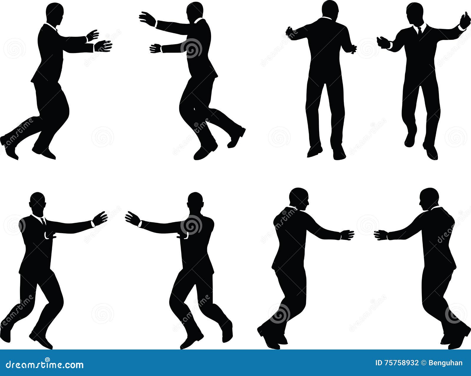 EPS 10 Vector Illustration of Business Man Silhouette in Push Pose ...