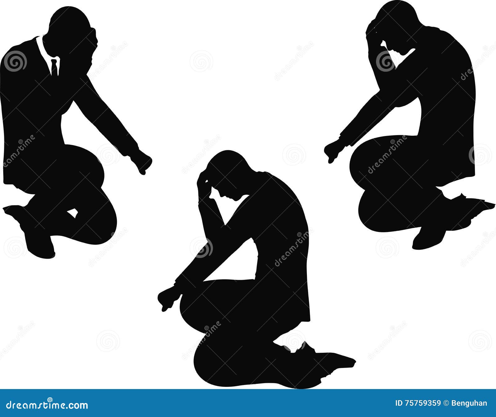 Silhouette Of Downcast Man With Target On His Back Vector Illustration ...