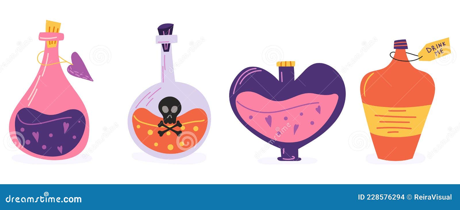 Magic Potion Set, Hand-drawn Vector Illustration. Stock Vector ...