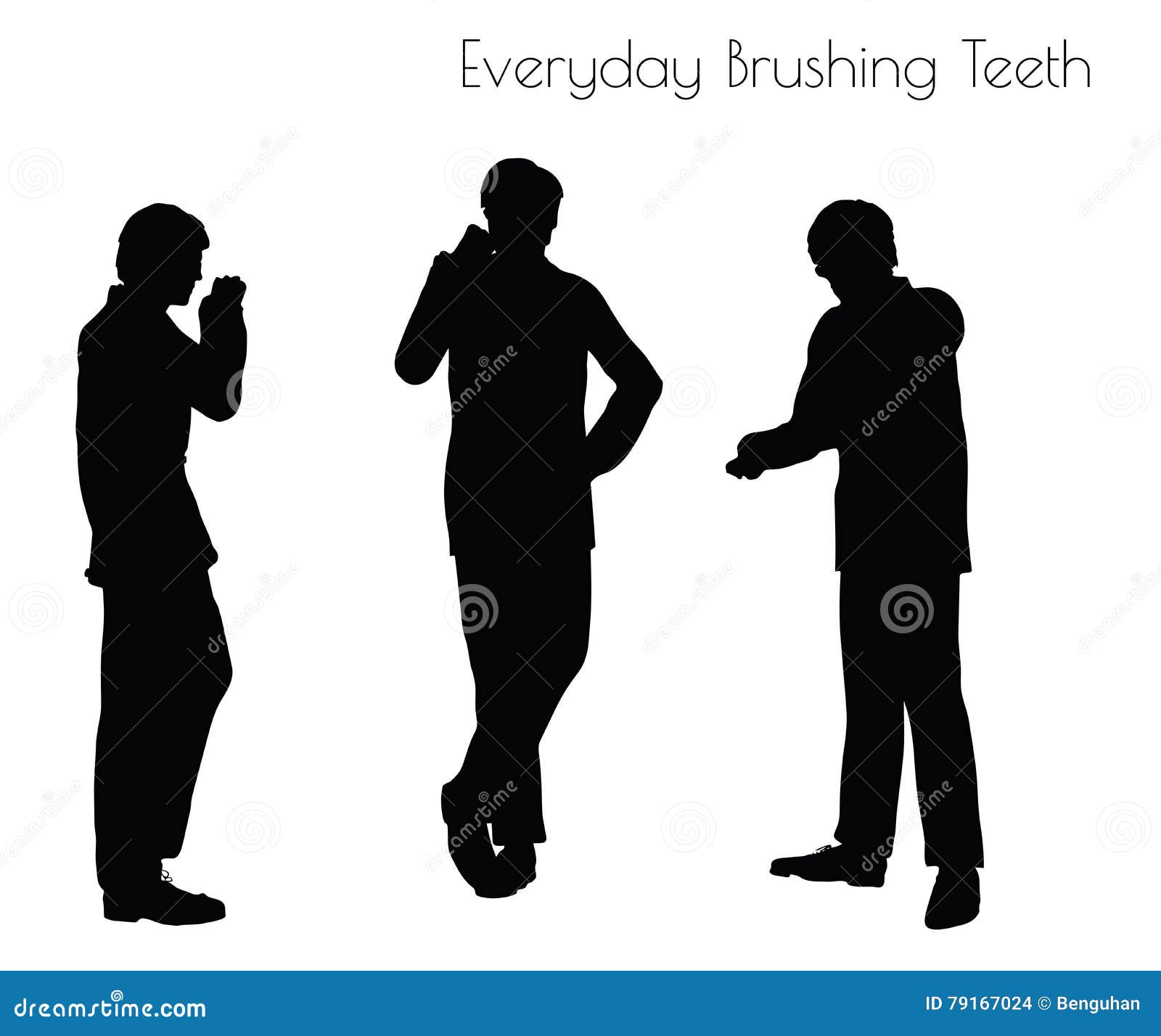 EPS 10 Vector Illustration of Man in Everyday Brushing Teeth Pose on ...