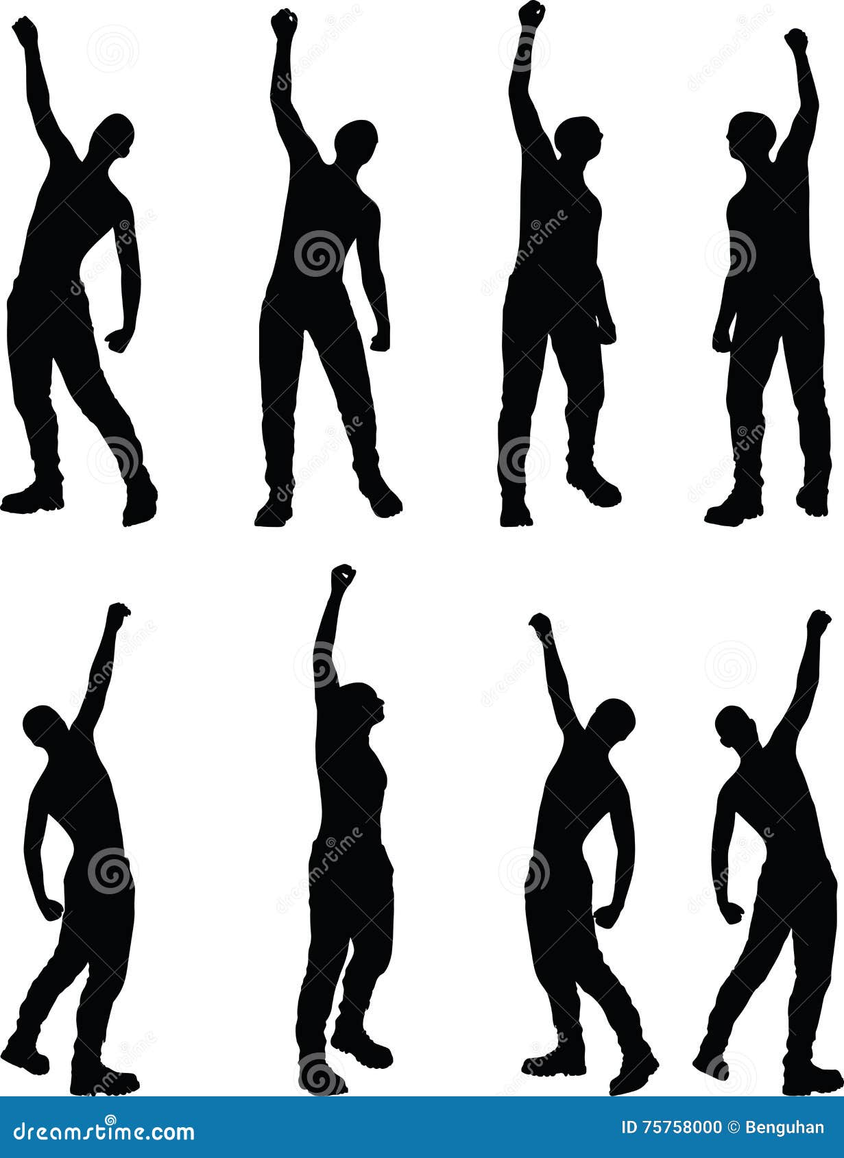 EPS 10 Vector Illustration of a Man Silhouette in Victorious, Pose ...