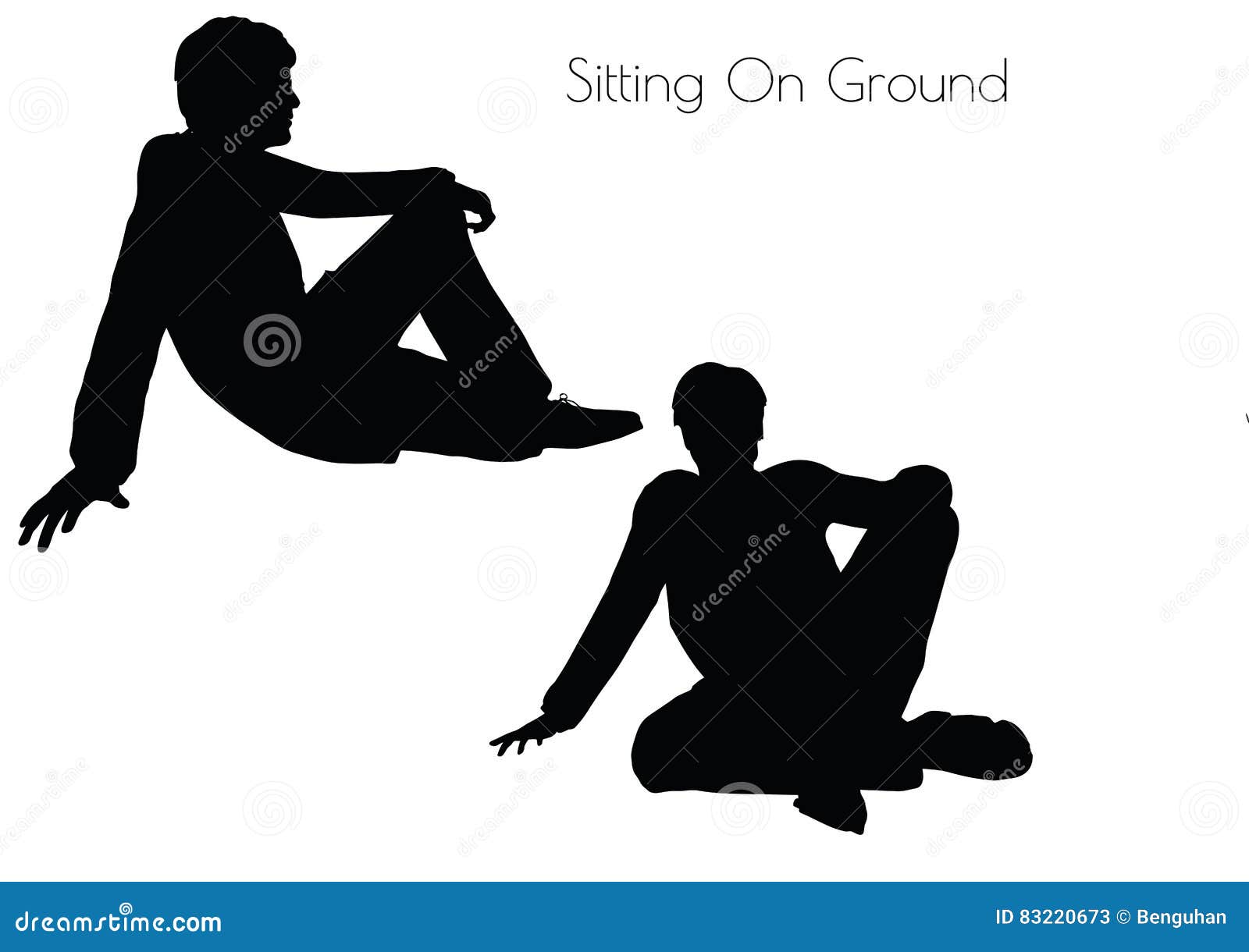 EPS 10 Vector Illustration of Man in Sitting Pose on Ground Pose on ...