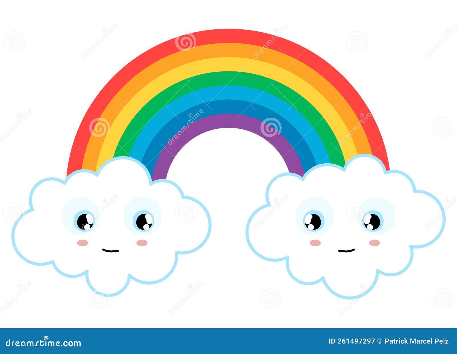 Colored Rainbow with Clouds with Face Stock Vector - Illustration of ...