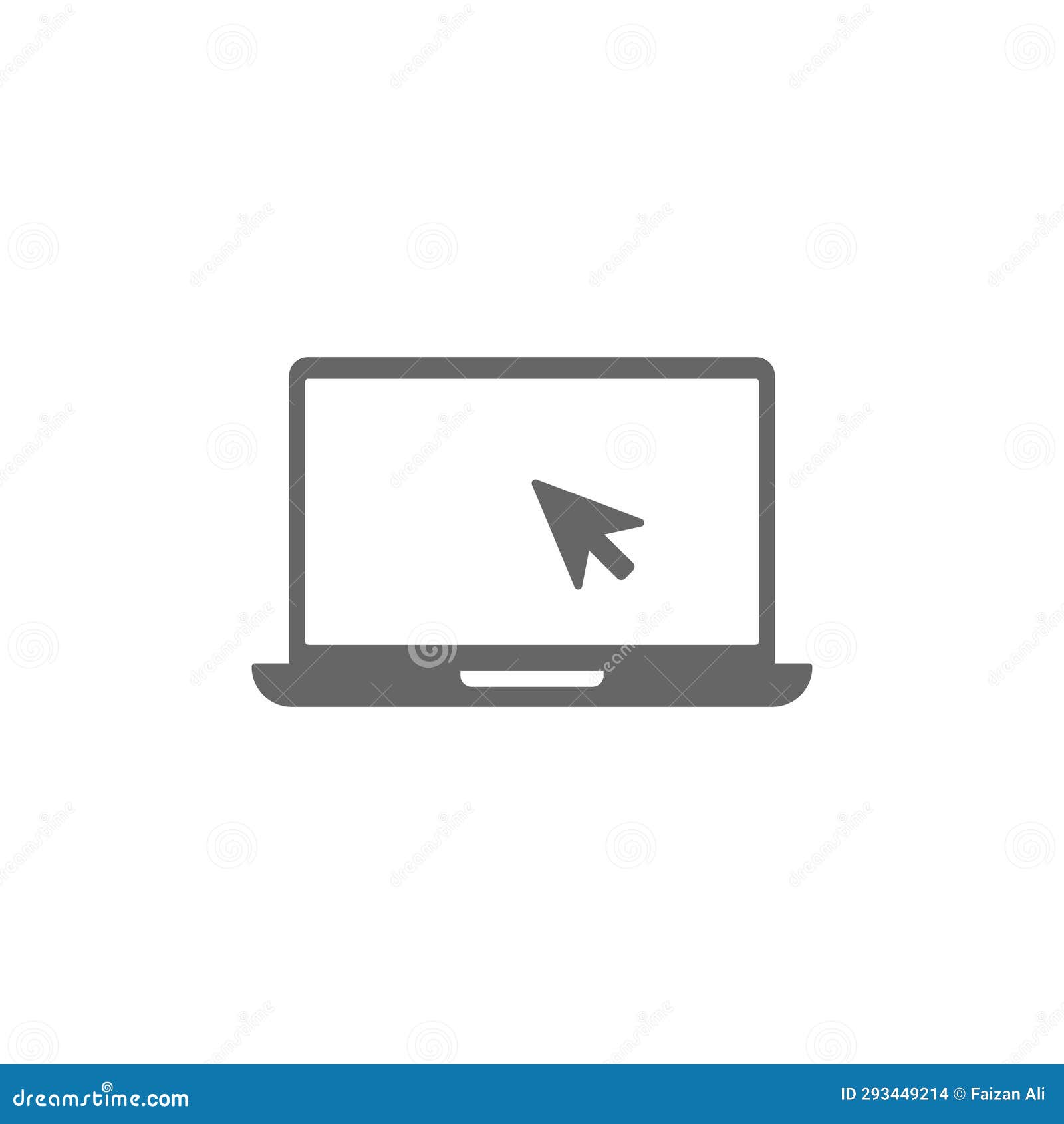 Eps10 Vector Laptop with Pointer or Cursor Icon. Stock Vector - Illustration of grey, flat ...