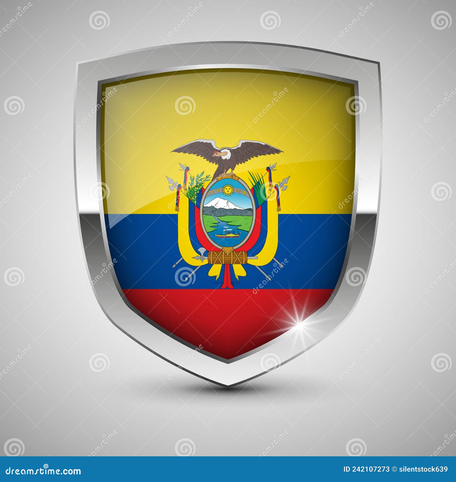 EPS10 Vector Patriotic Shield with Flag of Ecuador Stock Vector ...