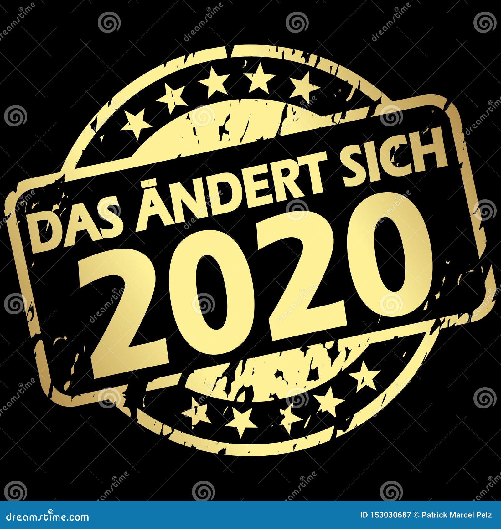 Gold Stamp with Banner that Changes in 2020 (in German Stock Vector ...