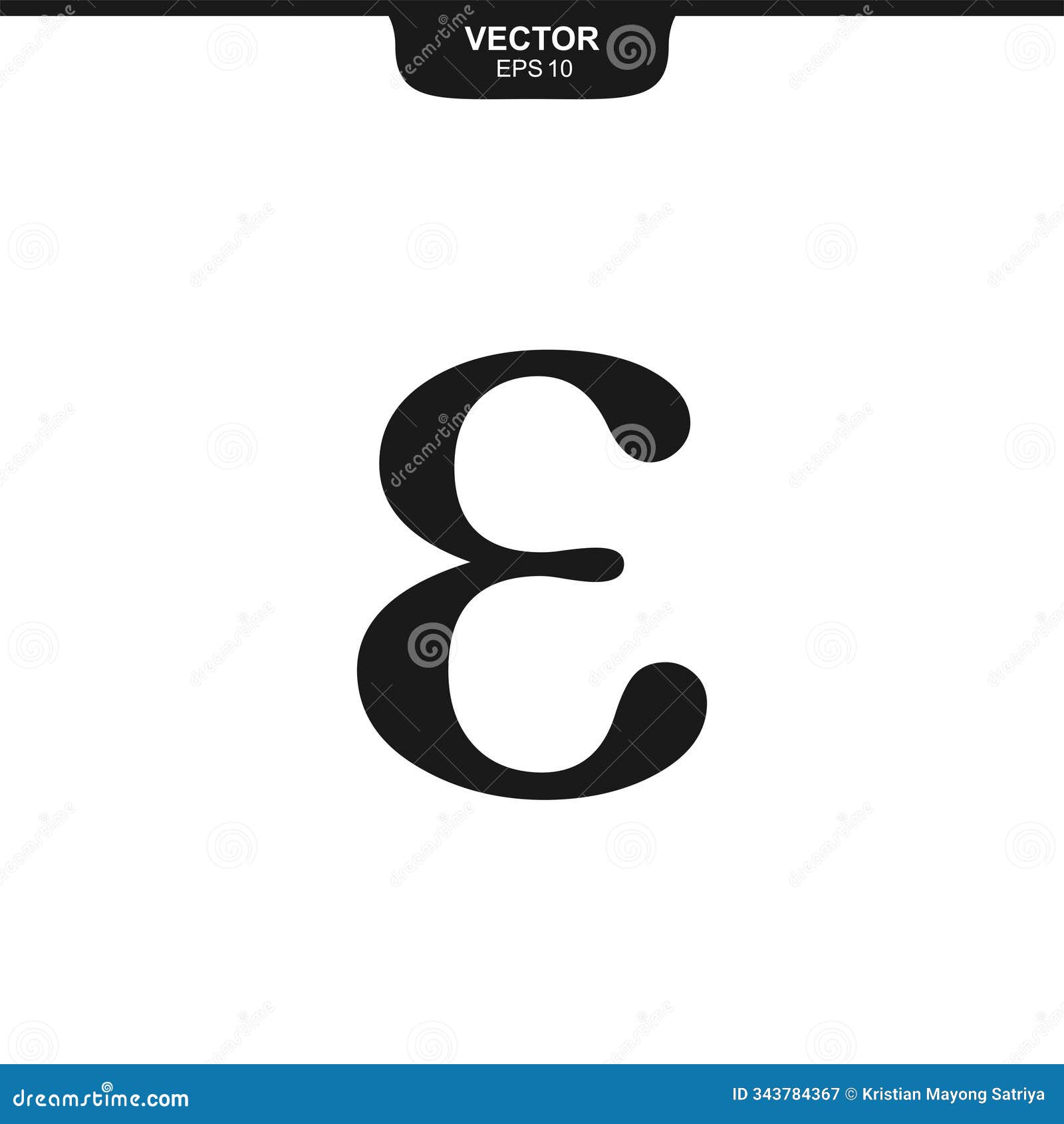 Epsilon Lowercase Greek Alphabet Symbol Cartoon Vector | CartoonDealer ...