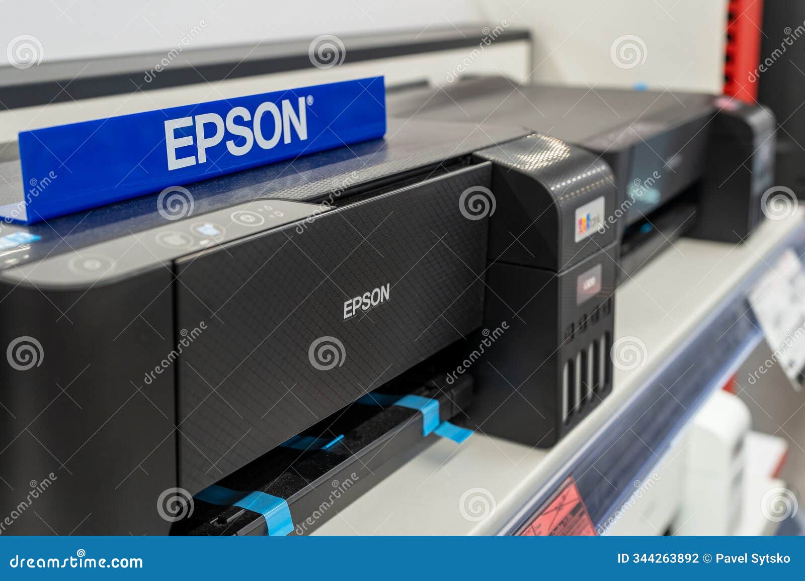 Epson Printer on a Shelf in an Electronics and Computer Store. Minsk ...