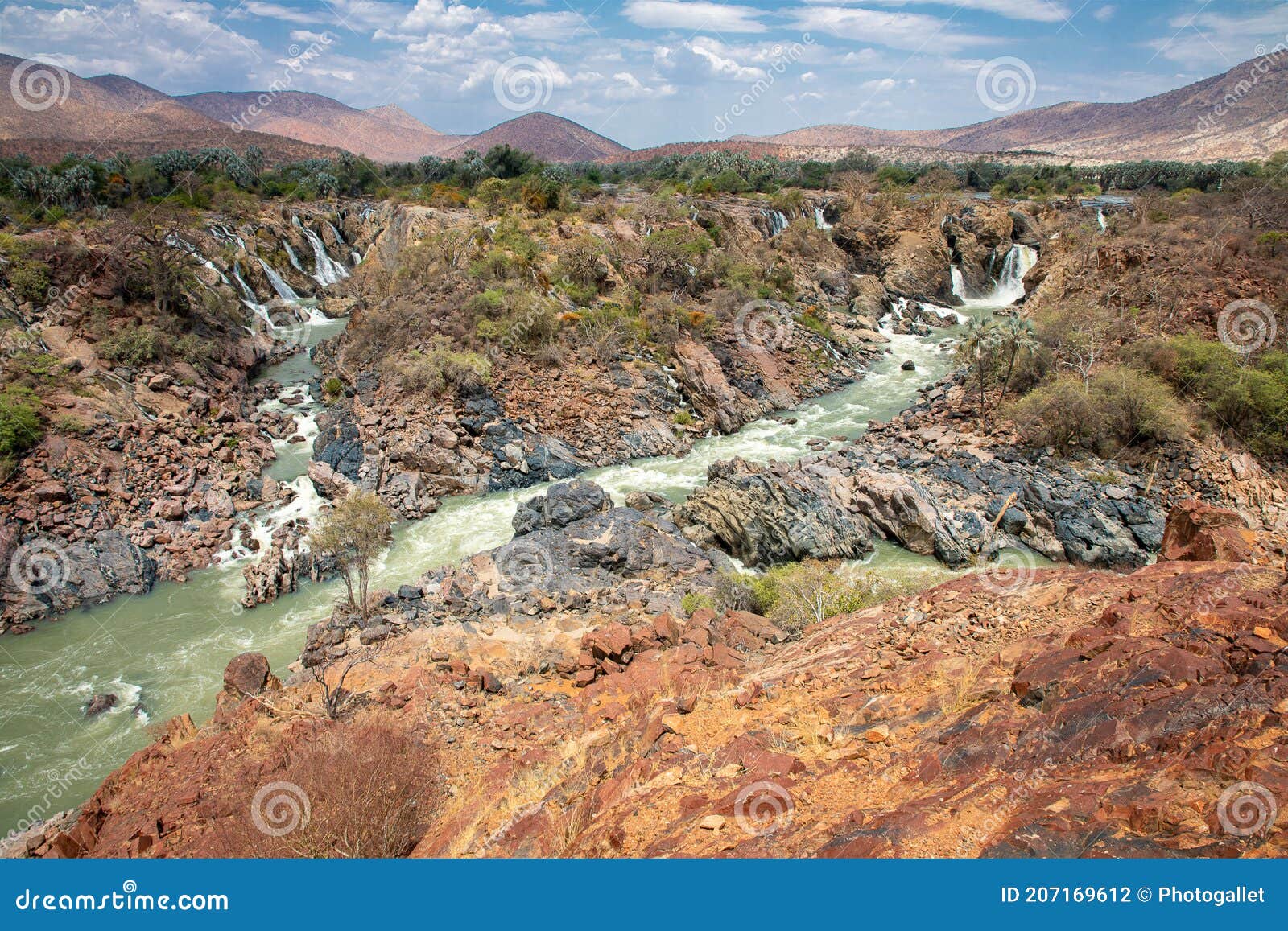 Epupa Falls on the Kuene River, Namibia Stock Photo - Image of ...