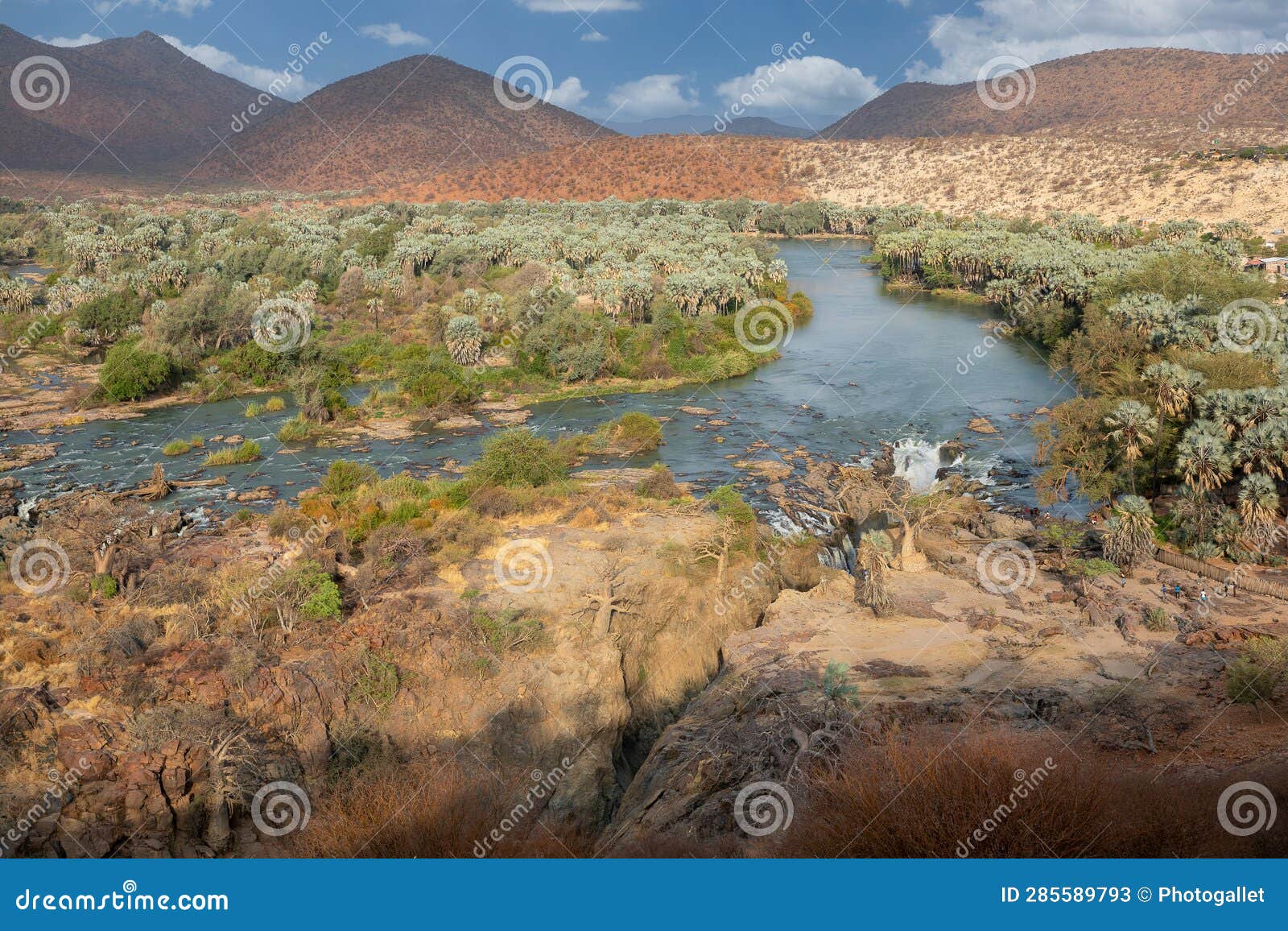 Epupa Falls on the Kuene River Stock Image - Image of landscape, kunene ...