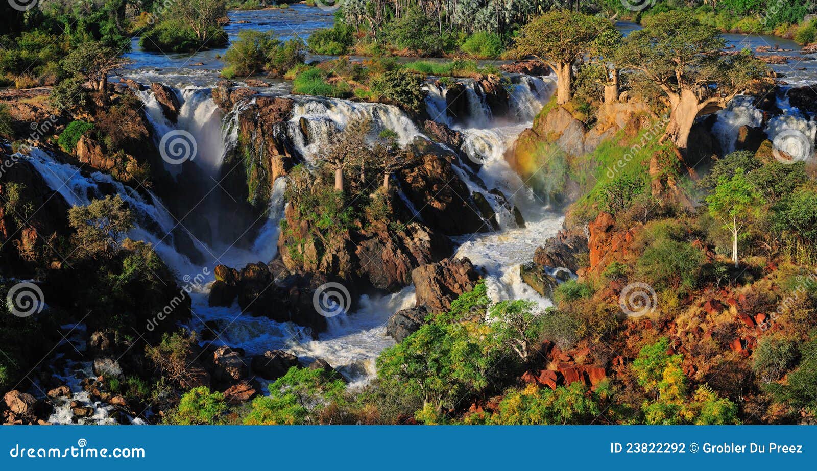 Epupa Wasserfallpanorama, Namibia Stockfoto - Bild von stromschnellen ...
