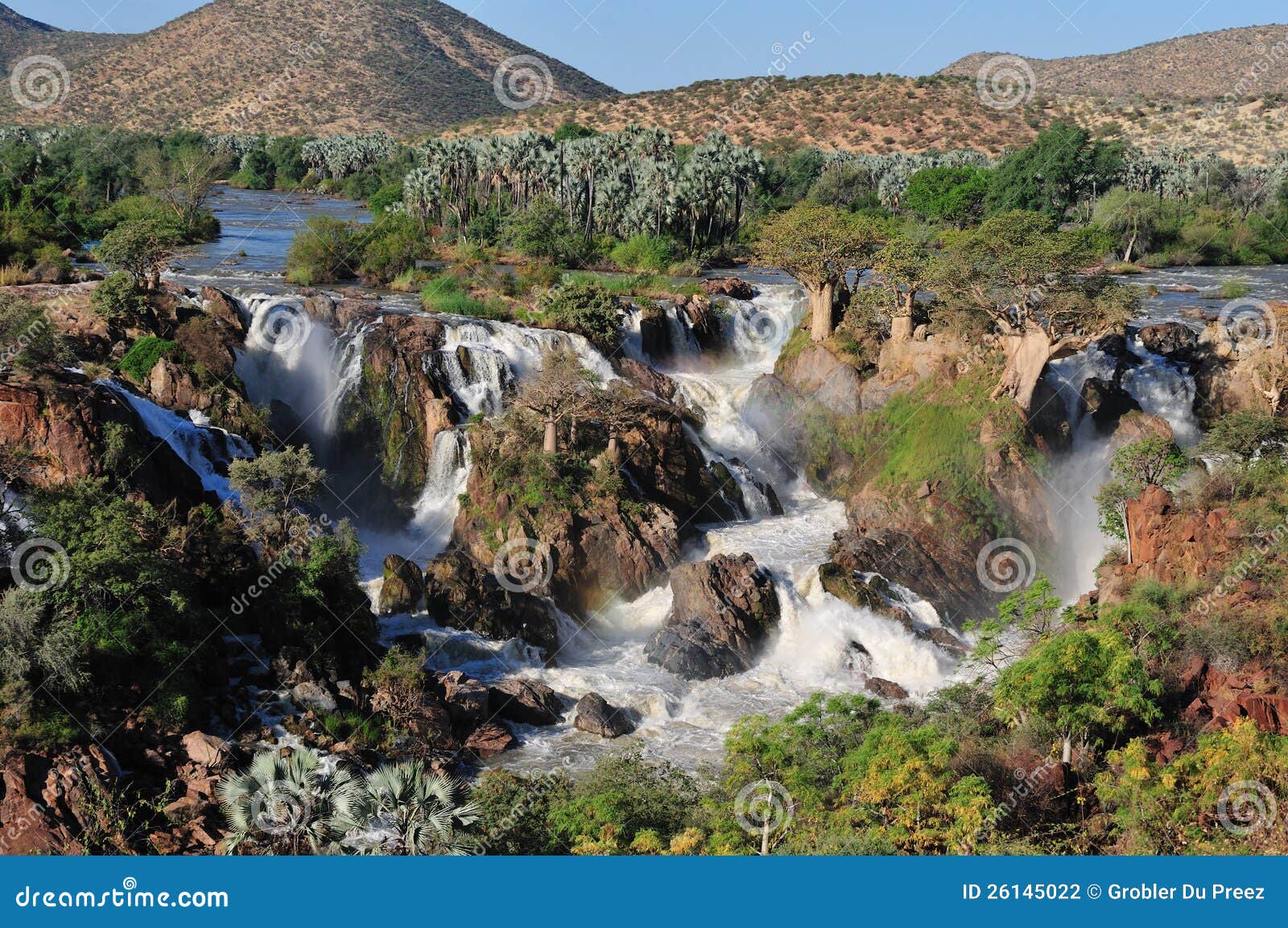 The Epupa Waterfall, Namibia Stock Photo - Image of kaokoveld, cliffs ...