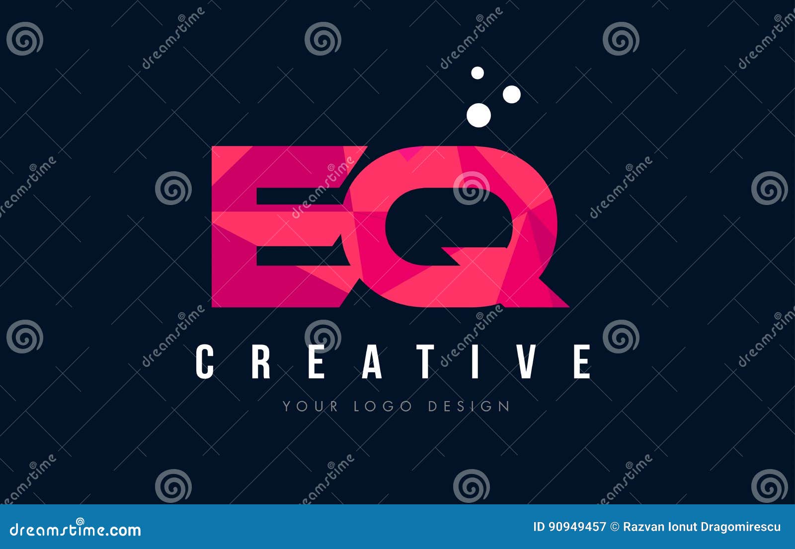 EQ E Q Letter Logo with Purple Low Poly Pink Triangles Concept Stock ...