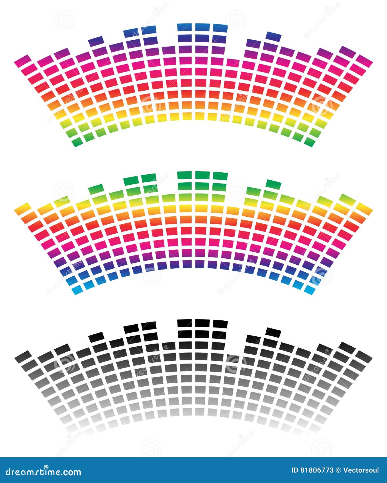 Eq, Equalizer In 3 Color With Arch Distortion Cartoon Vector ...