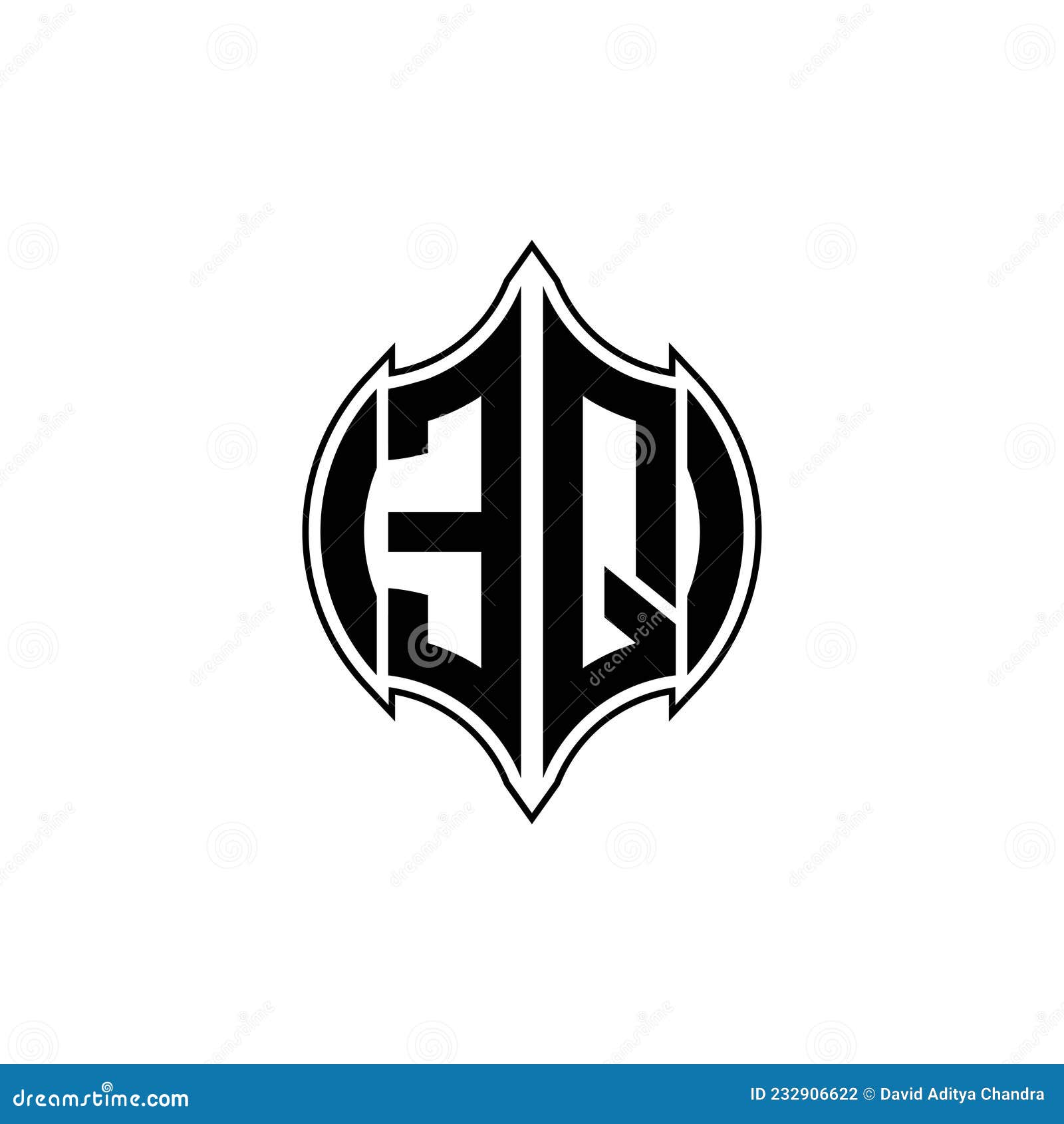 EQ Logo Monogram Geometric Shield Shape Style Stock Vector ...