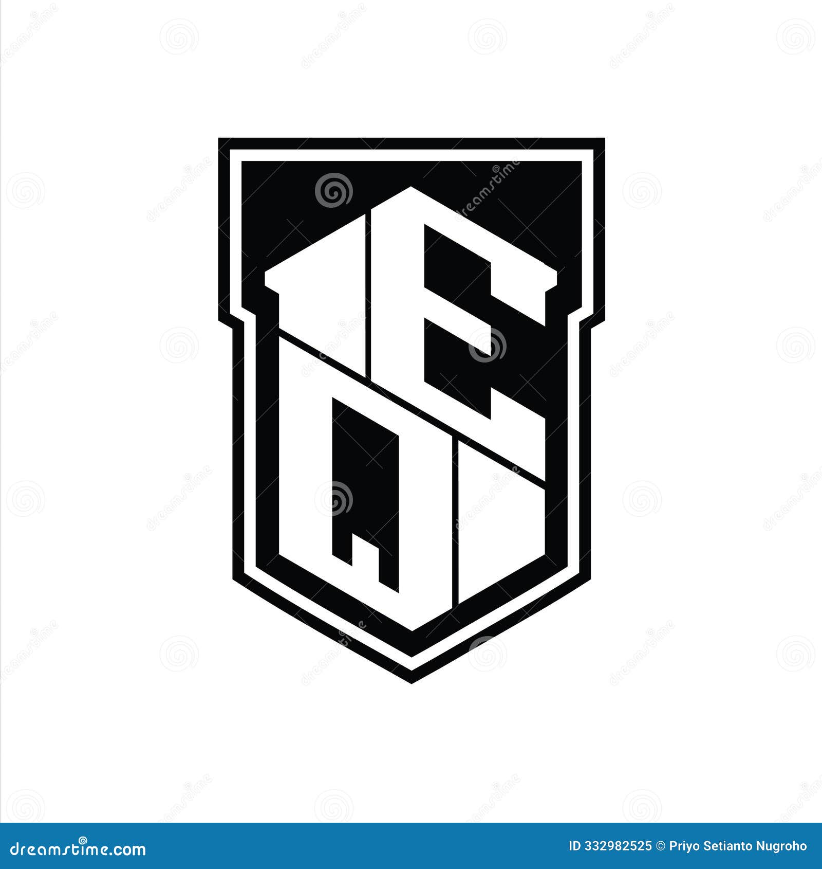 EQ Logo Monogram Hexagon Geometric Up and Down Inside Shield Isolated ...