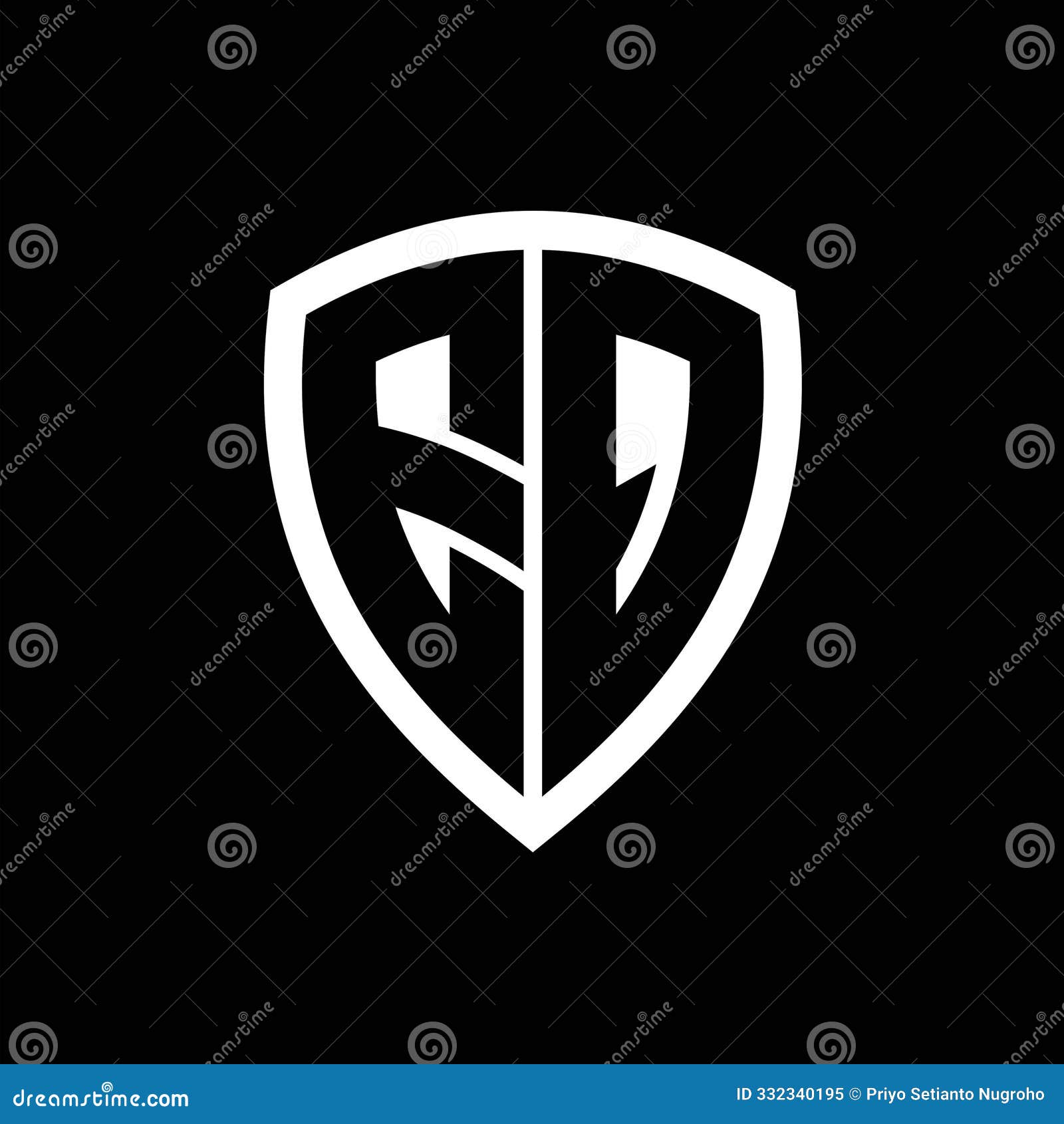 EQ Monogram Logo with Bold Letters Shield Shape with Black and White ...