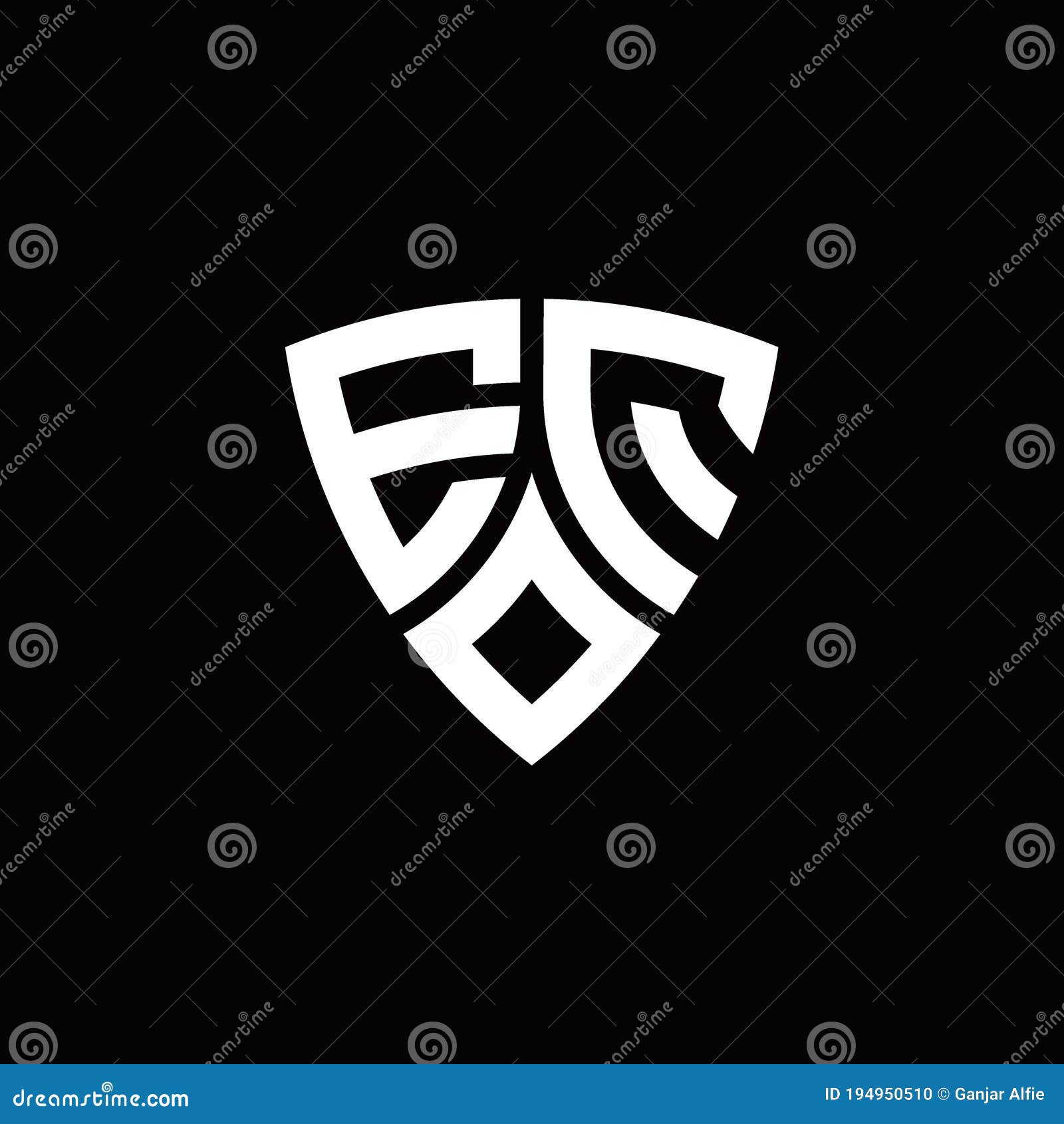 EQ Monogram Logo with Modern Shield Style Design Template Stock Vector ...