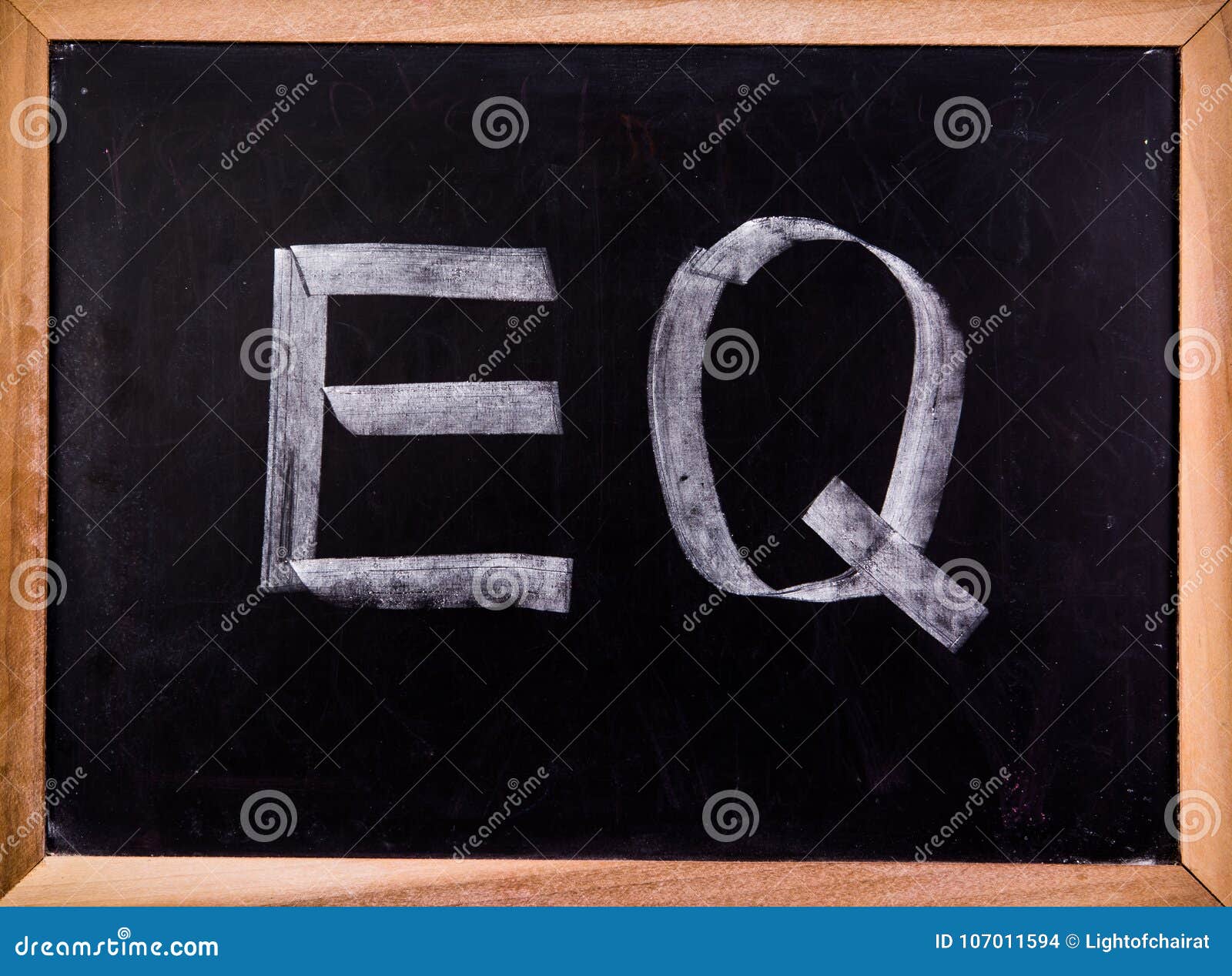 EQ word on black board. stock photo. Image of intelligence - 107011594