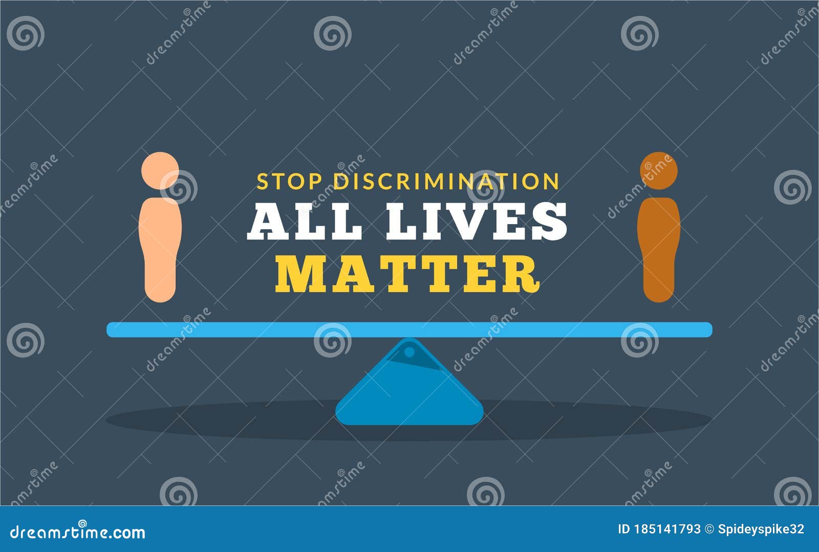 An Equal Balance of White and Black People Sign. Vector Illustration ...