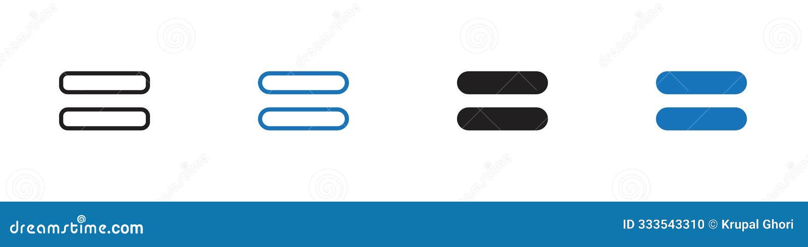 Equal Icon Vector Set Outline Stock Illustration - Illustration of ...