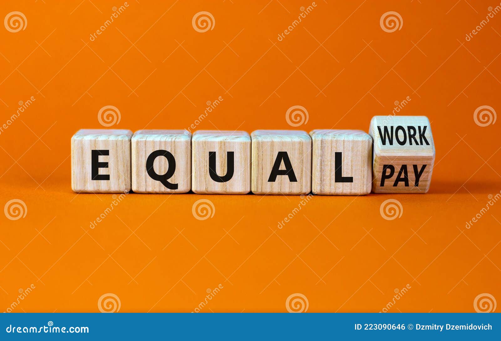 Equal Pay and Work Symbol. Turned the Wooden Cube and Changed Words ...