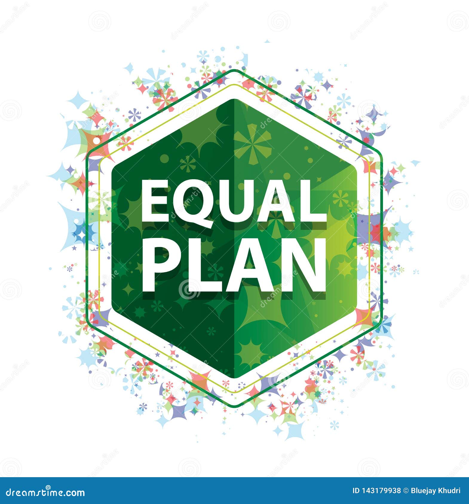 Equal Plan Floral Plants Pattern Green Hexagon Button Stock ...