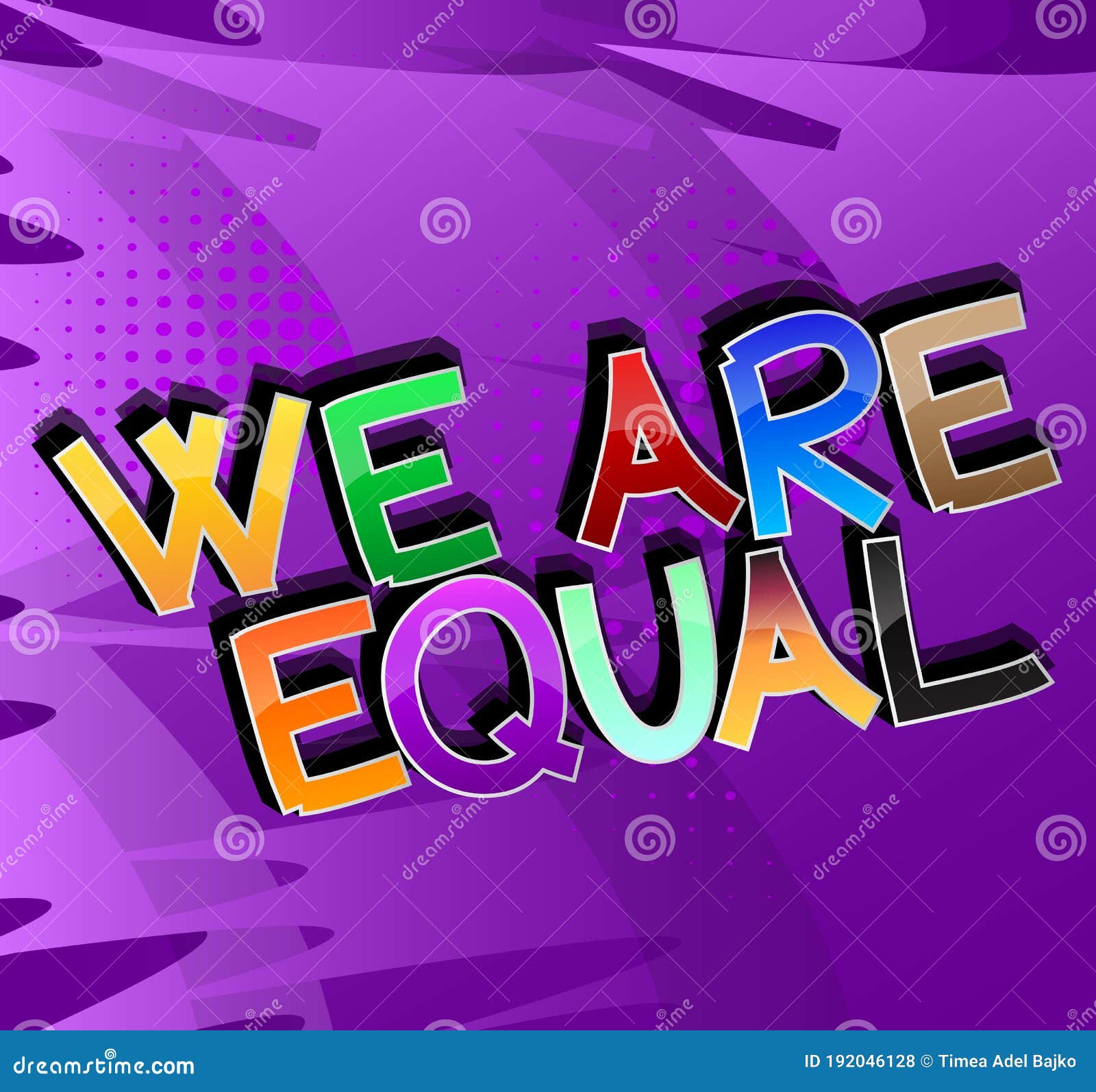 We are Equal Comic Book Style Cartoon Text. Stock Vector - Illustration ...