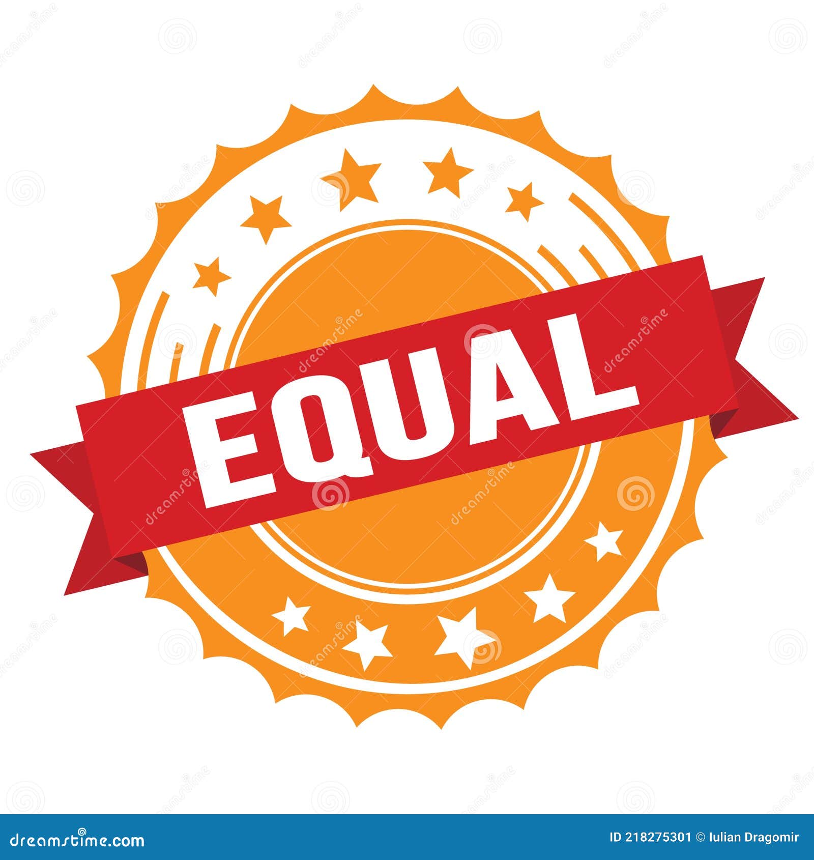 EQUAL Text on Red Orange Ribbon Stamp Stock Illustration - Illustration ...