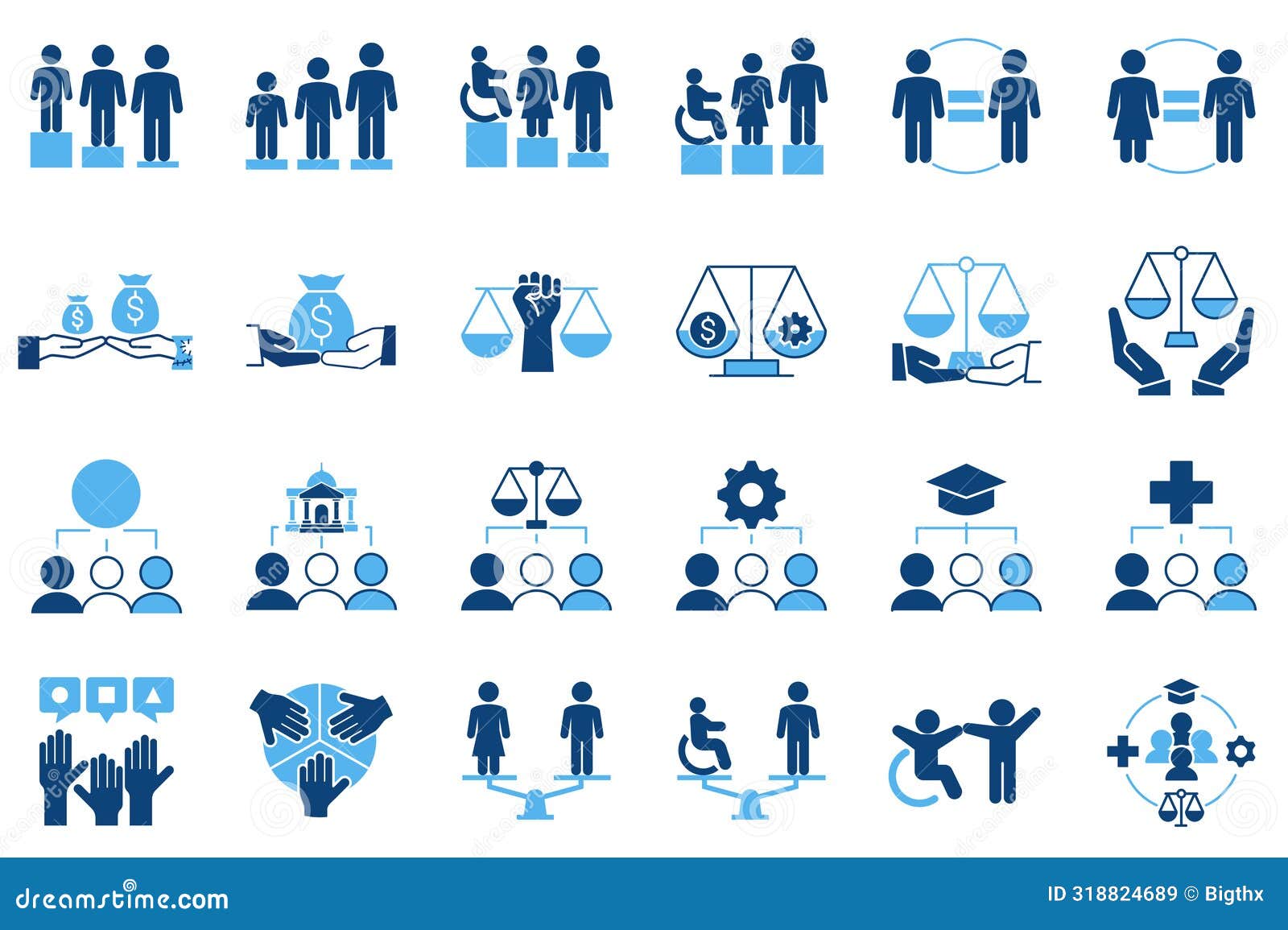 Equality and Equality for Accessibility Rights Icon Set Stock Vector ...