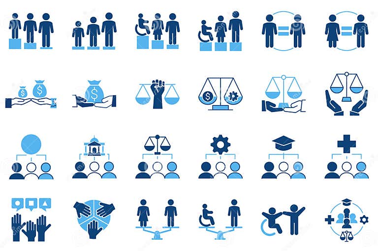 Equality and Equality for Accessibility Rights Icon Set Stock Vector ...