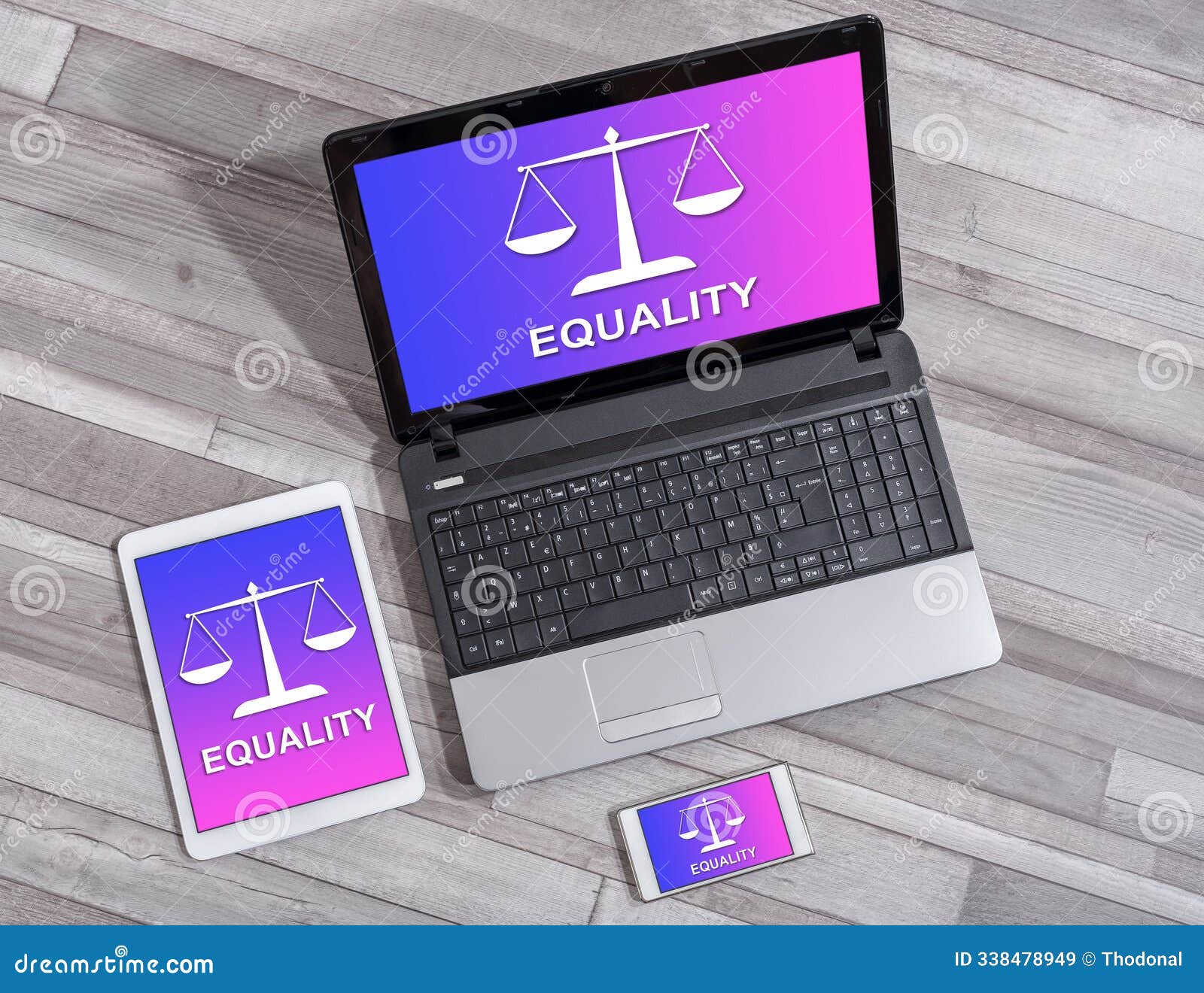 Equality Concept on Different Devices Stock Image - Image of balance ...